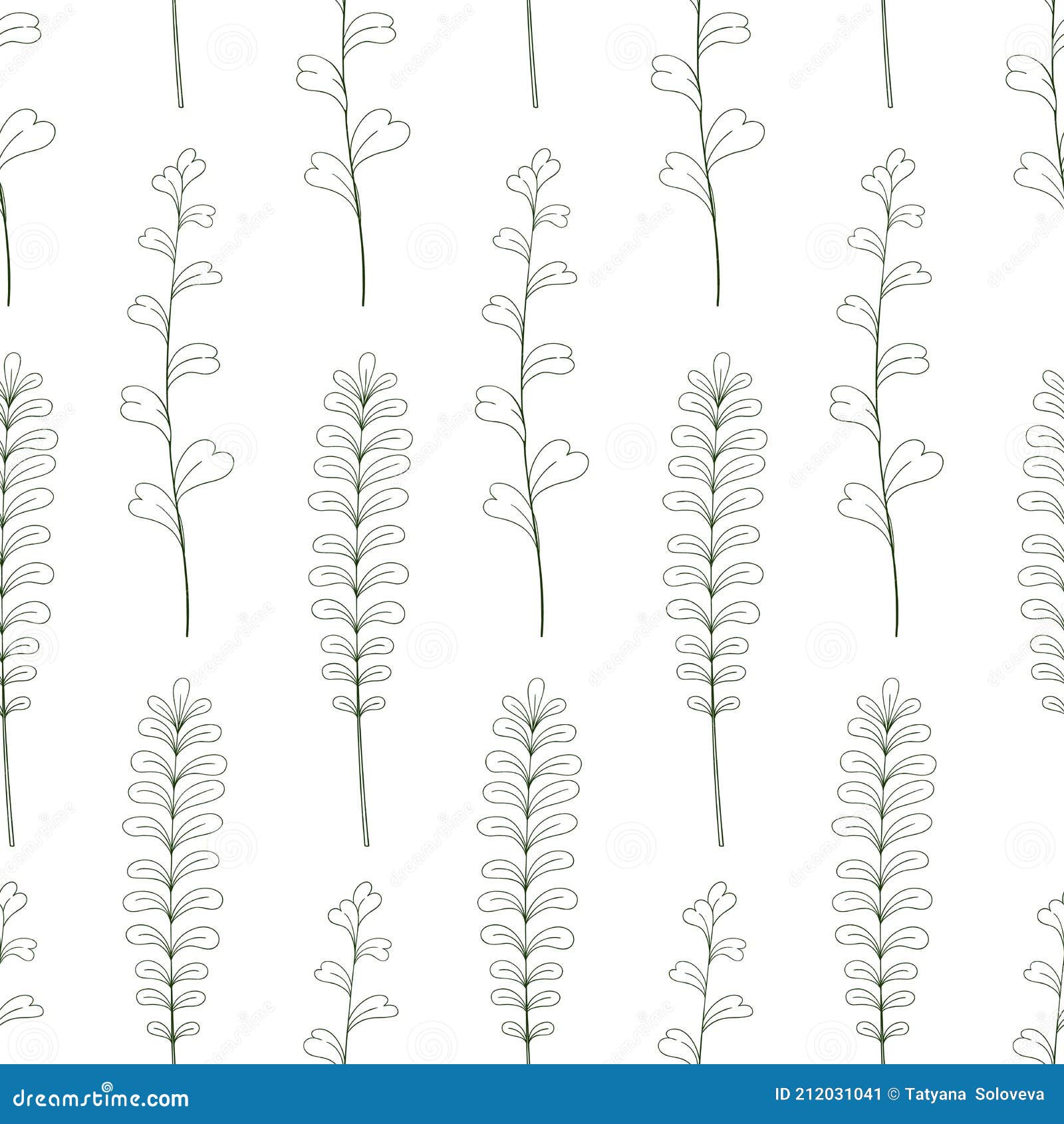 Greenery Vector Sketch Botanical Seamless Pattern. Forest Greenery ...