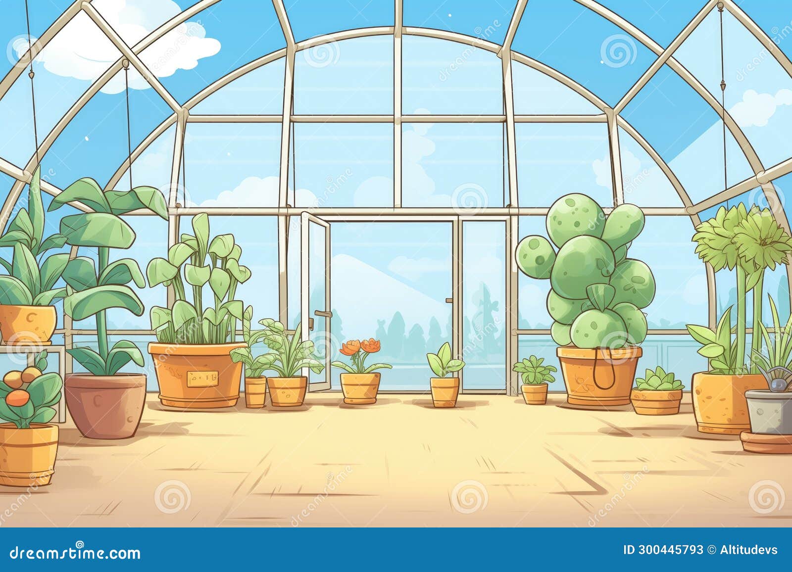 Greenhouse Dome with Hydroponic Plants on a Desert World Stock Image ...