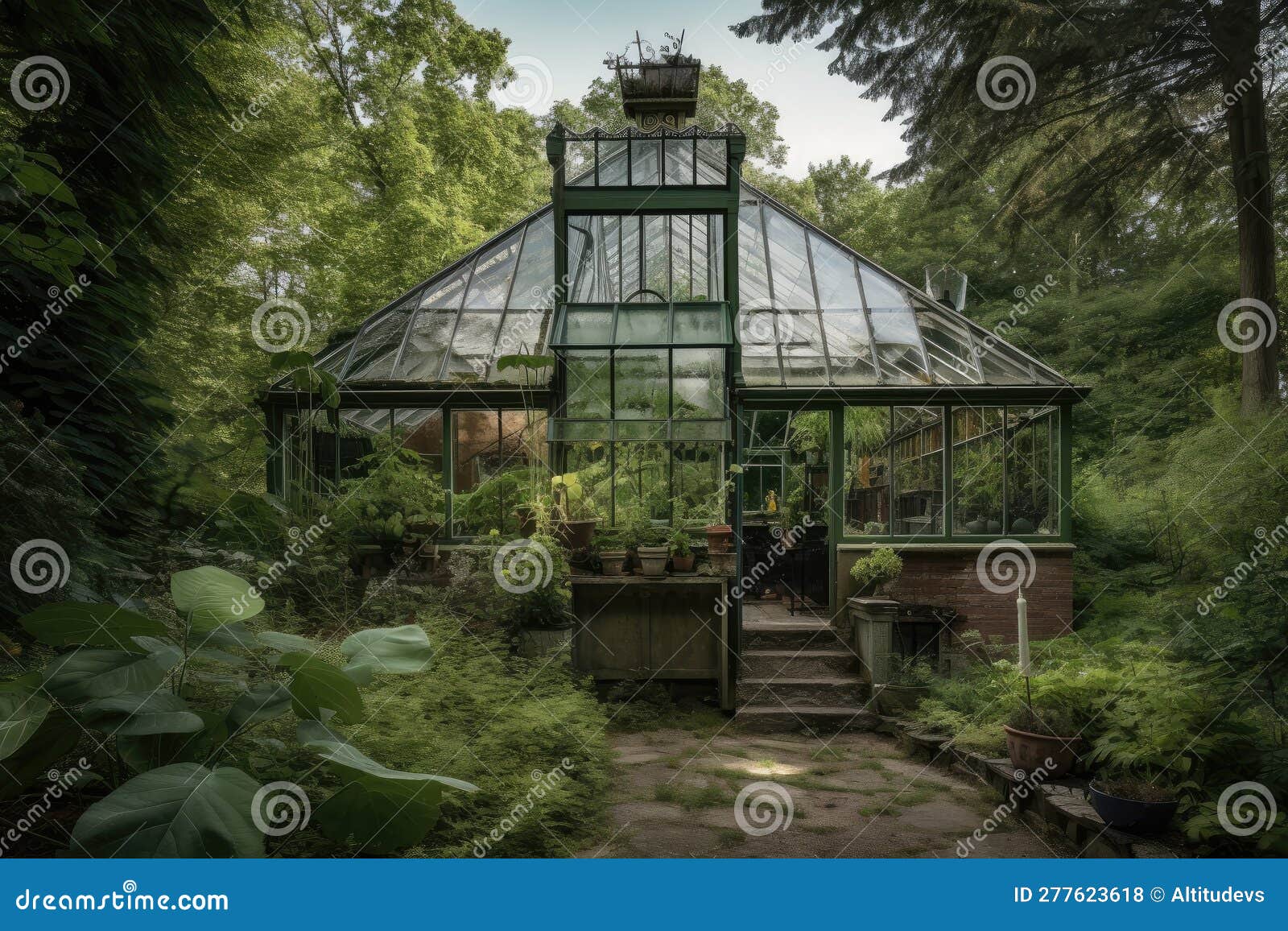 A Greenhouse with a View of a Lush, Green Forest Stock Photo - Image of ...