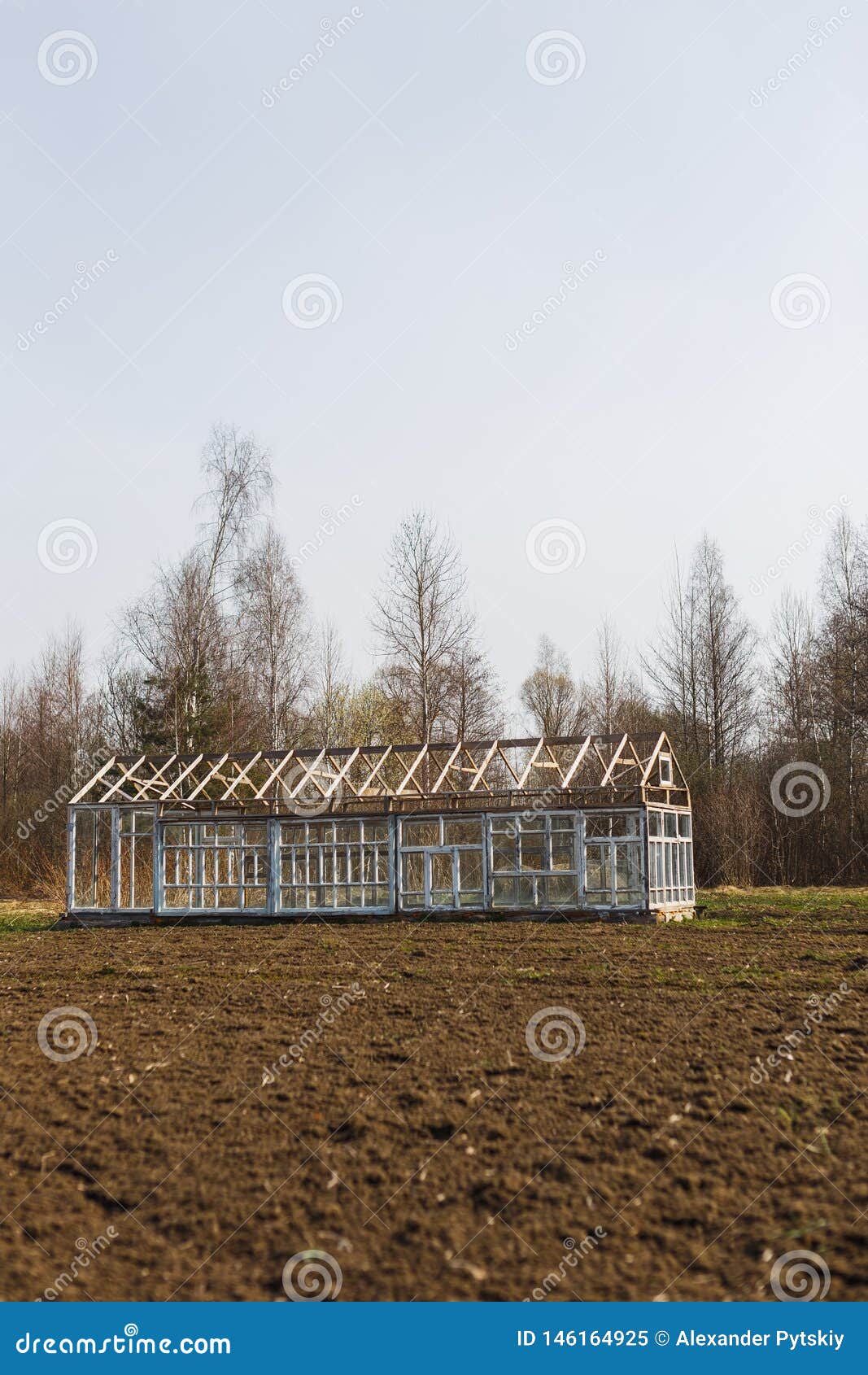 Greenhouse from the Windows in the Garden in Early Spring Stock Image ...