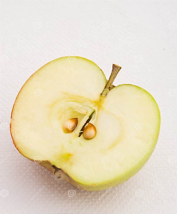 Greenish Apple Split in Half. Stock Photo - Image of apple, crumble ...