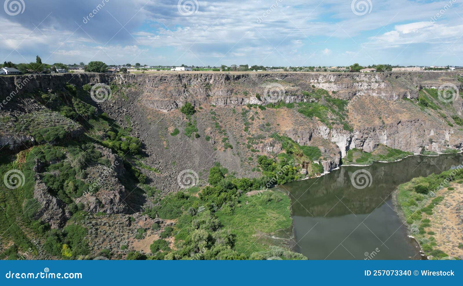 Greenish River between Cliff in Summer Stock Photo - Image of ...