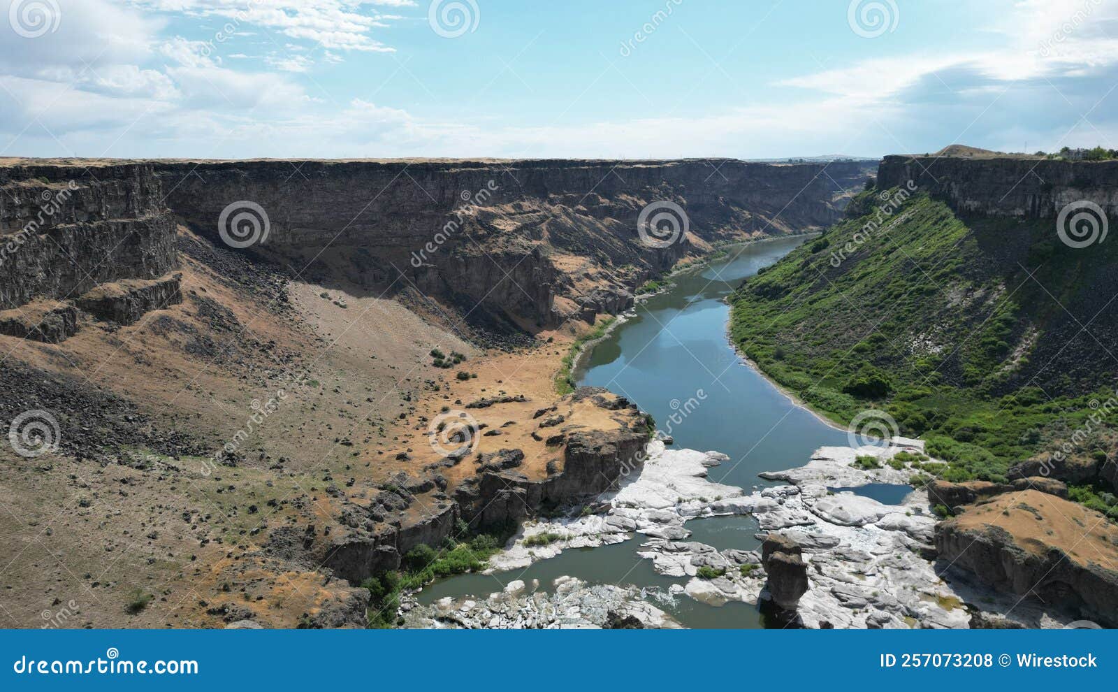 Greenish River between Cliffs in a Summer Day Stock Photo - Image of ...