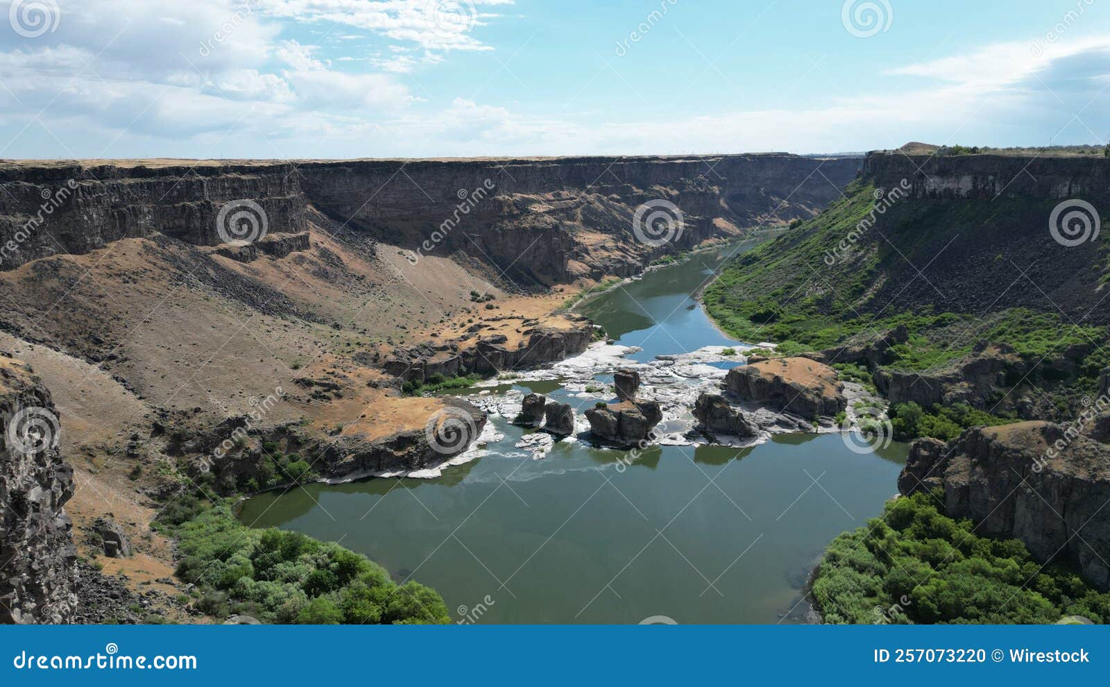 Greenish River between Cliffs in a Summer Day Stock Photo - Image of ...