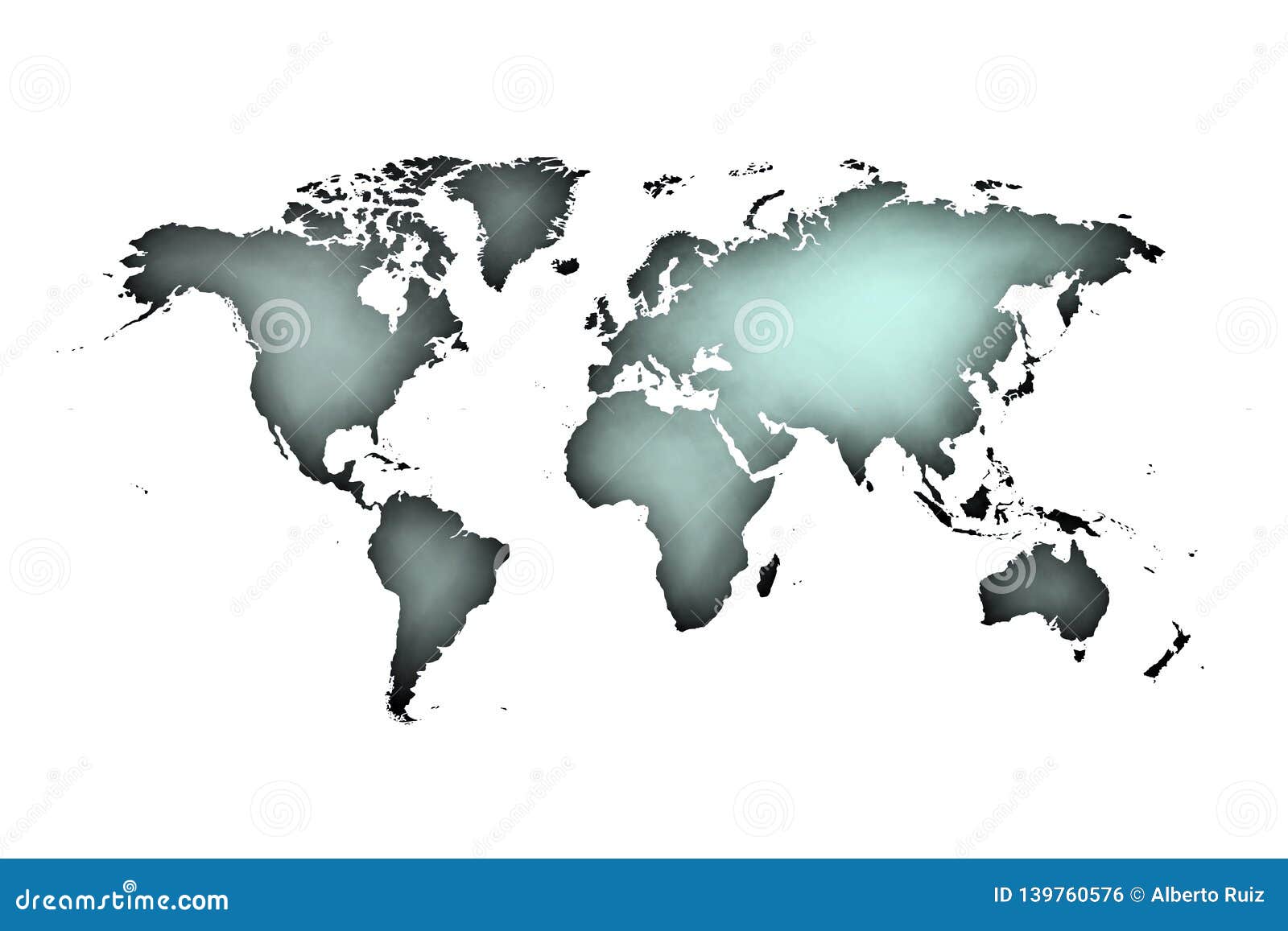 Greenish Worldmap with Perimetral Shadows. Stock Illustration ...