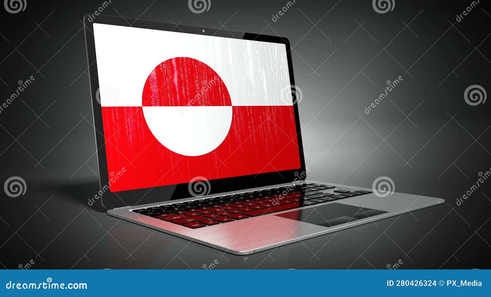 Greenland - Country Flag and Binary Code on Laptop Screen Stock ...