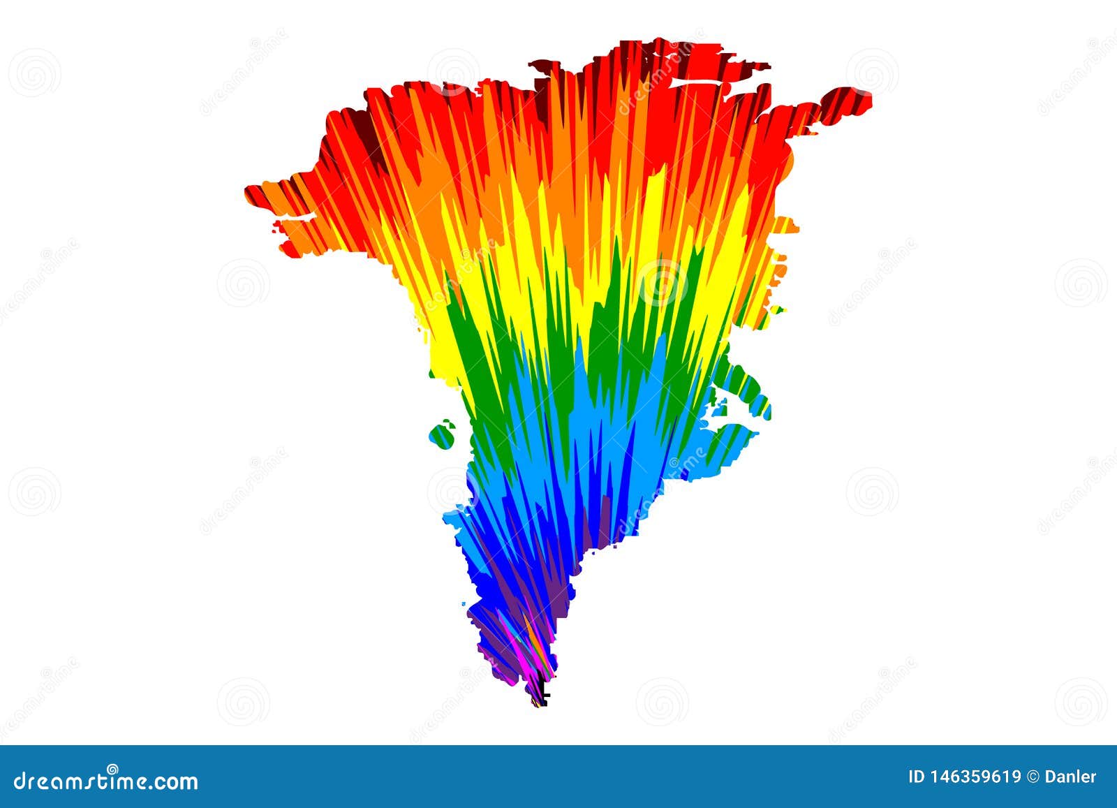 Greenland Island Map Is Designed Rainbow Abstract Colorful Pattern