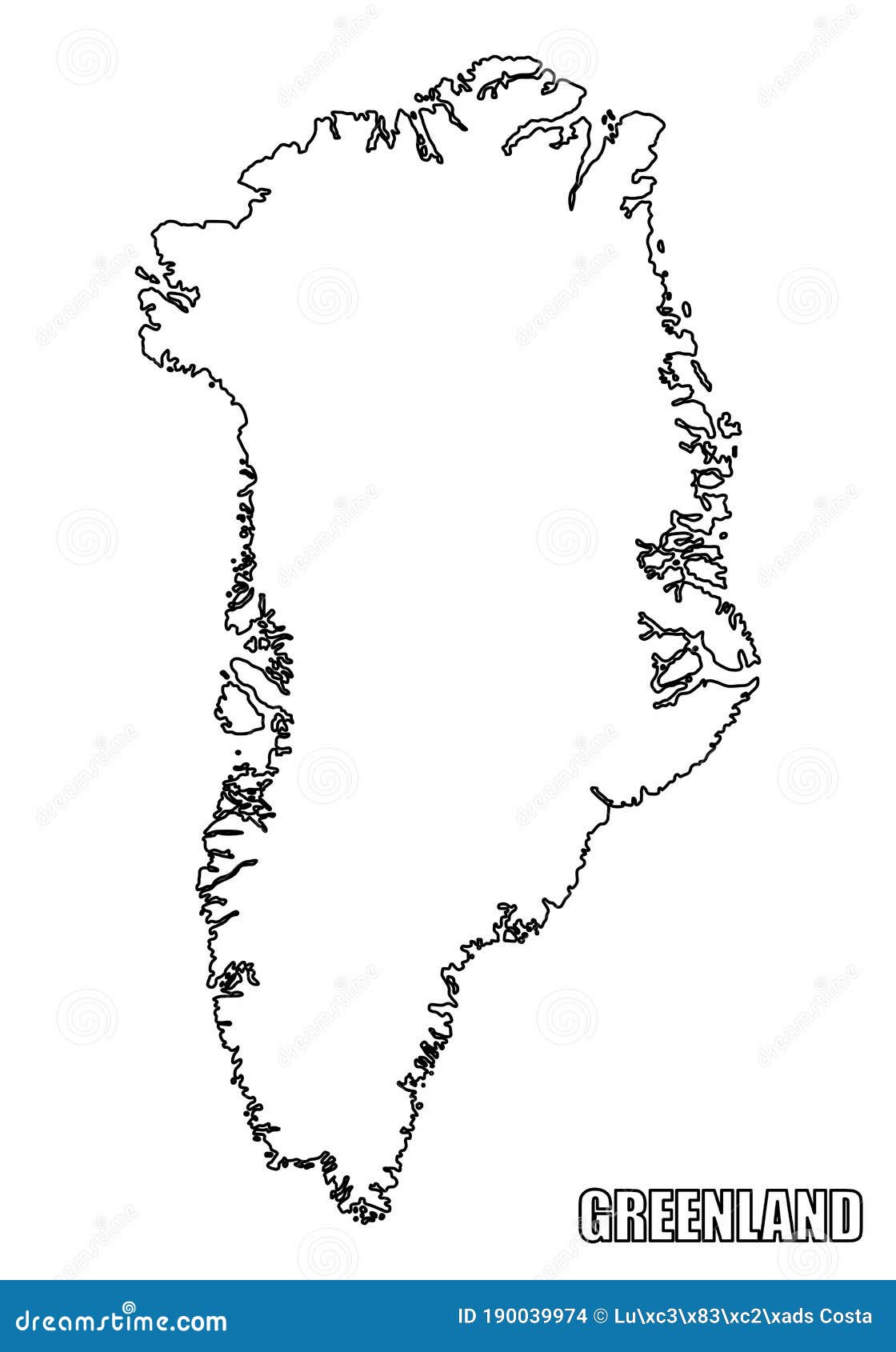 Greenland Outline Vector Map Hand Drawn With. | CartoonDealer.com ...