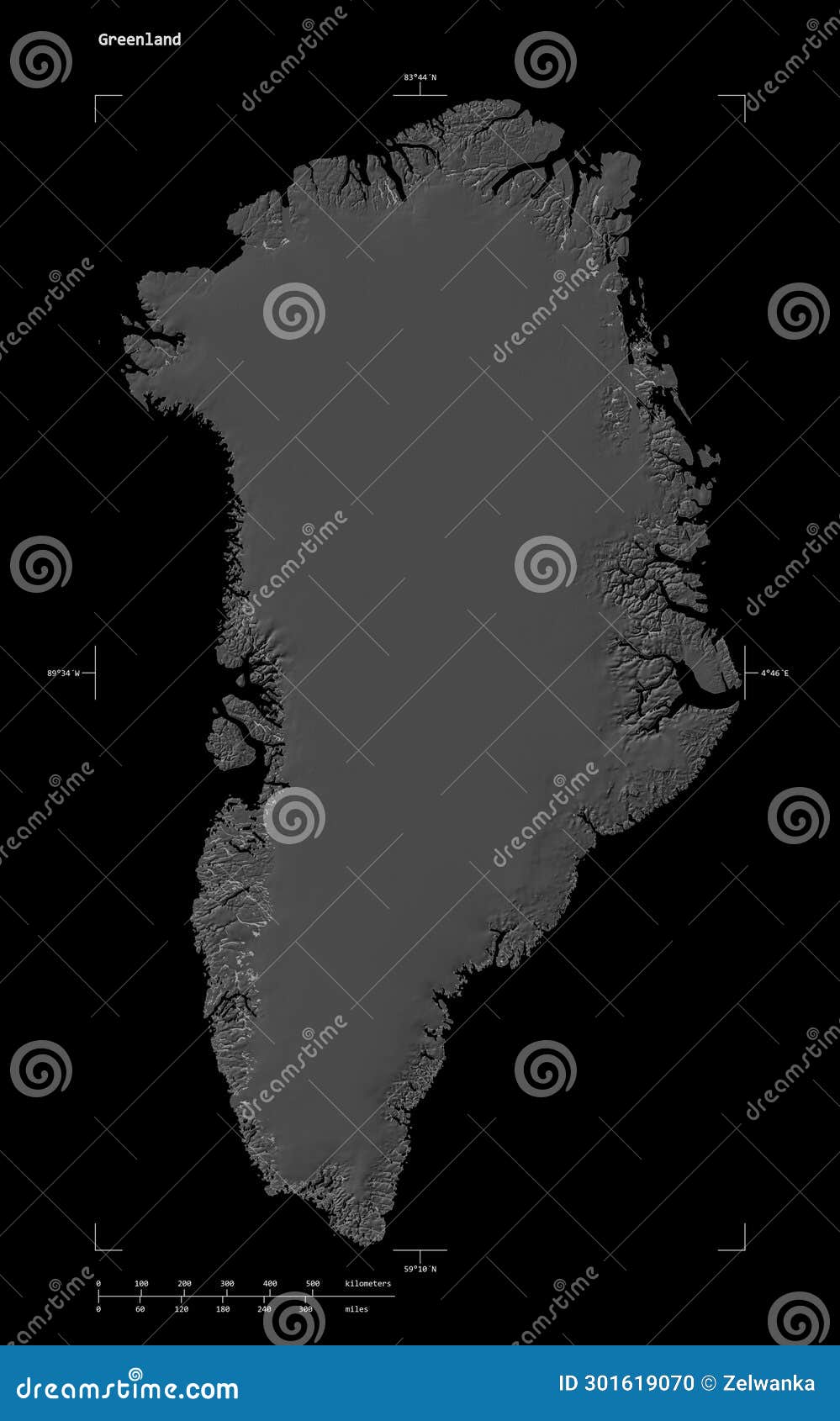 Greenland Shape on Black. Bilevel Stock Illustration - Illustration of ...