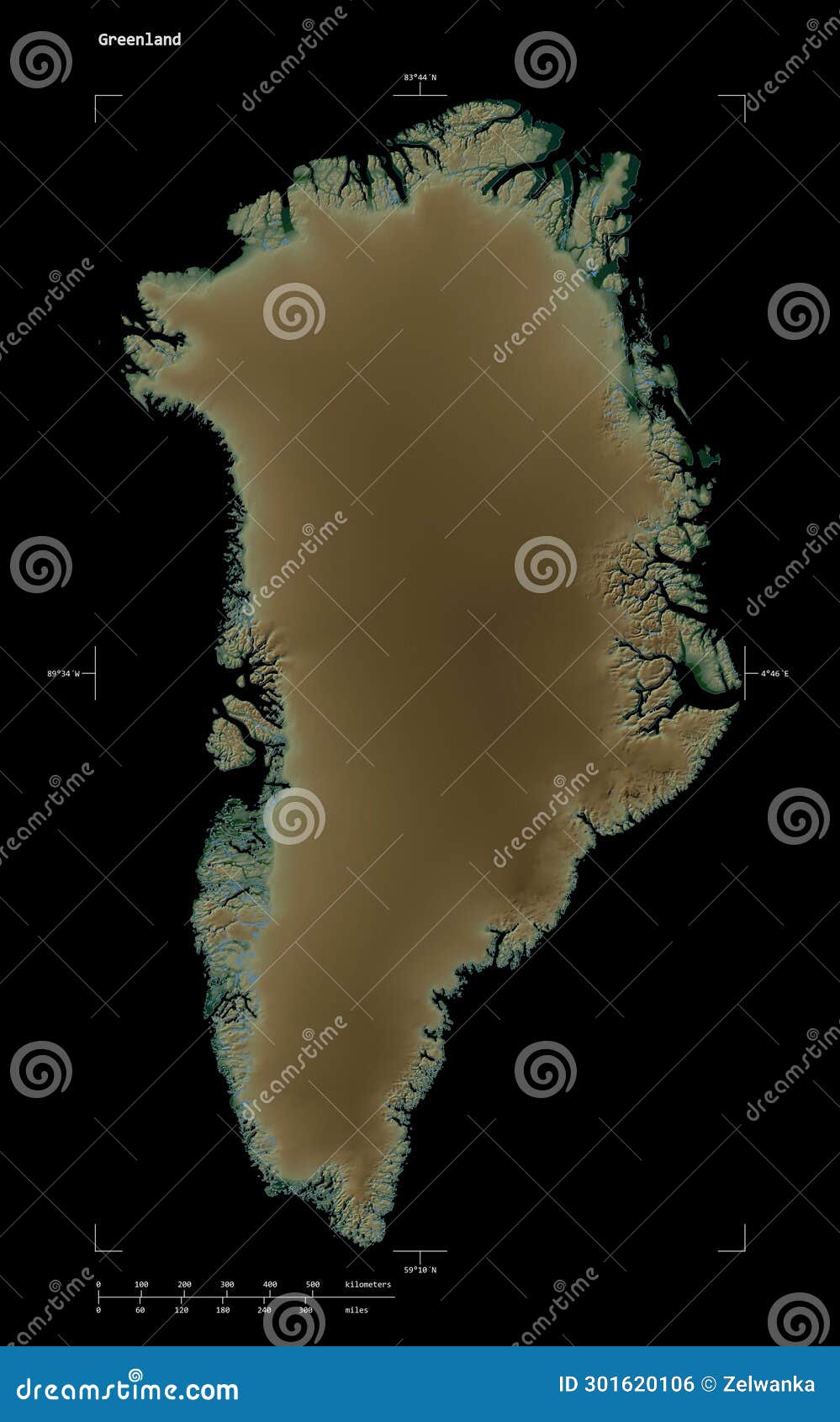 Greenland Black Shadow Map Vector On White Background And Country Flag ...