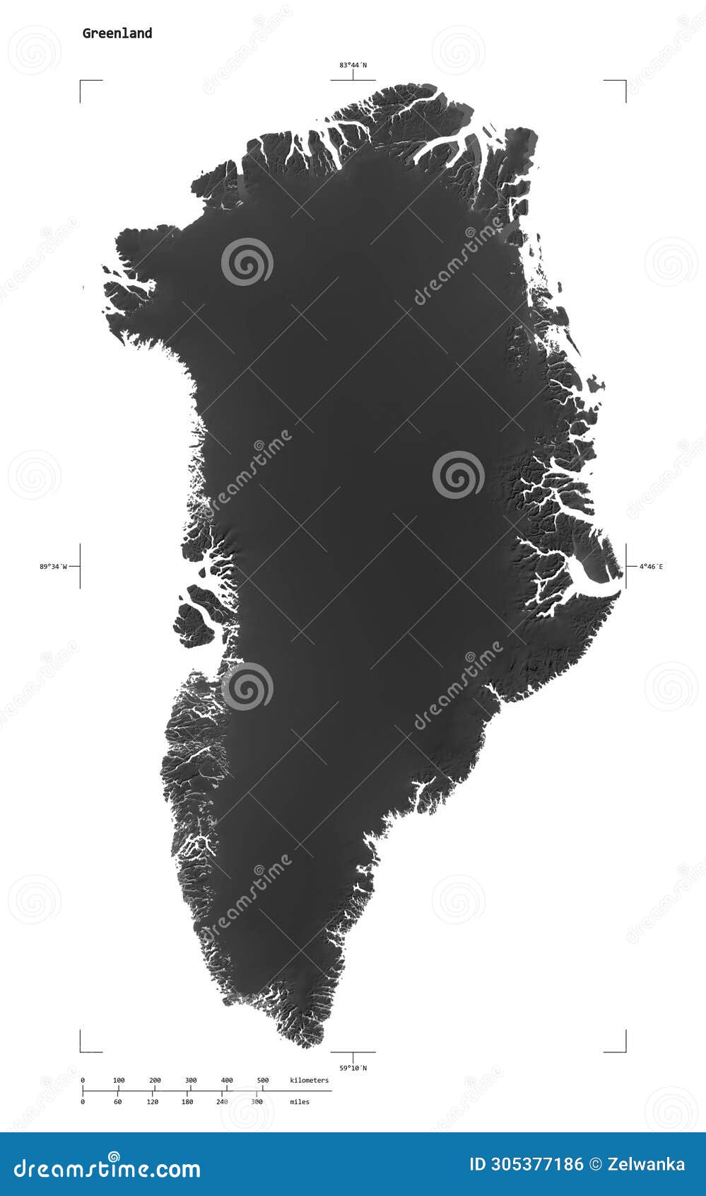 Greenland Shape on White. Grayscale Stock Illustration - Illustration ...