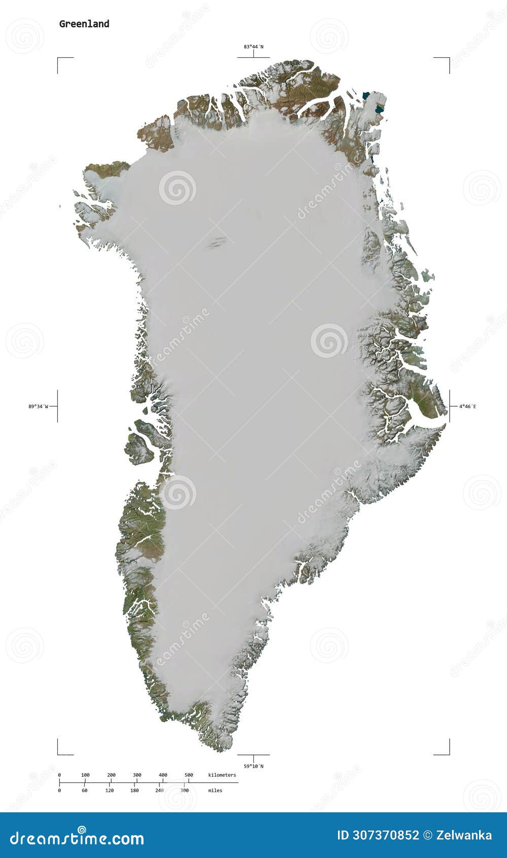 Greenland Shape on White. High-res Satellite Stock Illustration ...