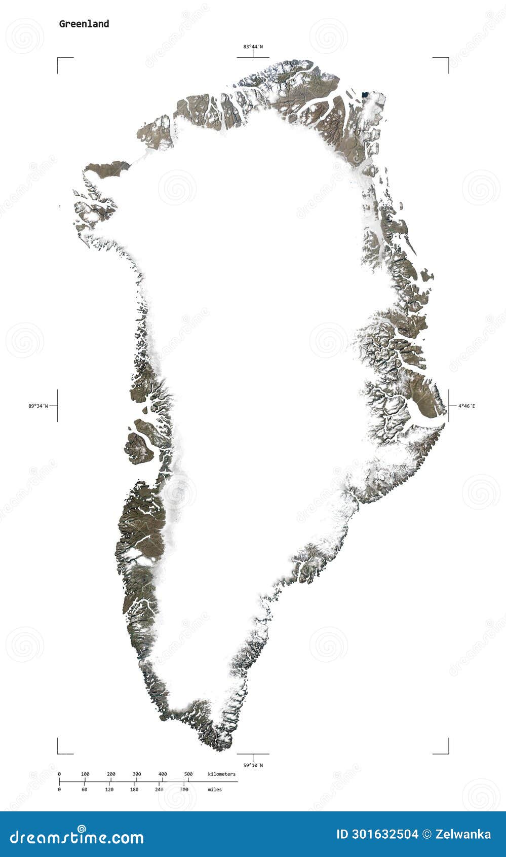 Greenland Shape on White. Low-res Satellite Stock Illustration ...