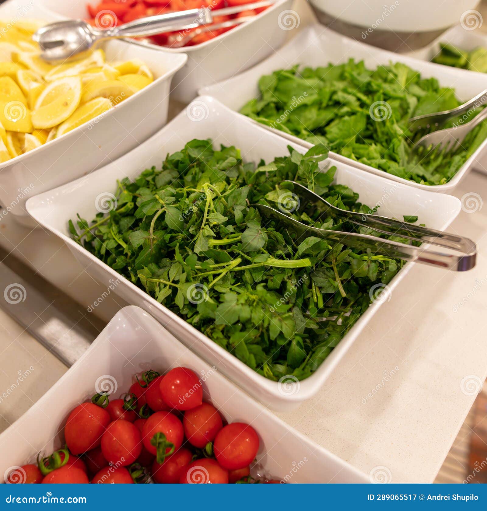 Greens and Salads on Display in a Restaurant Stock Image - Image of ...