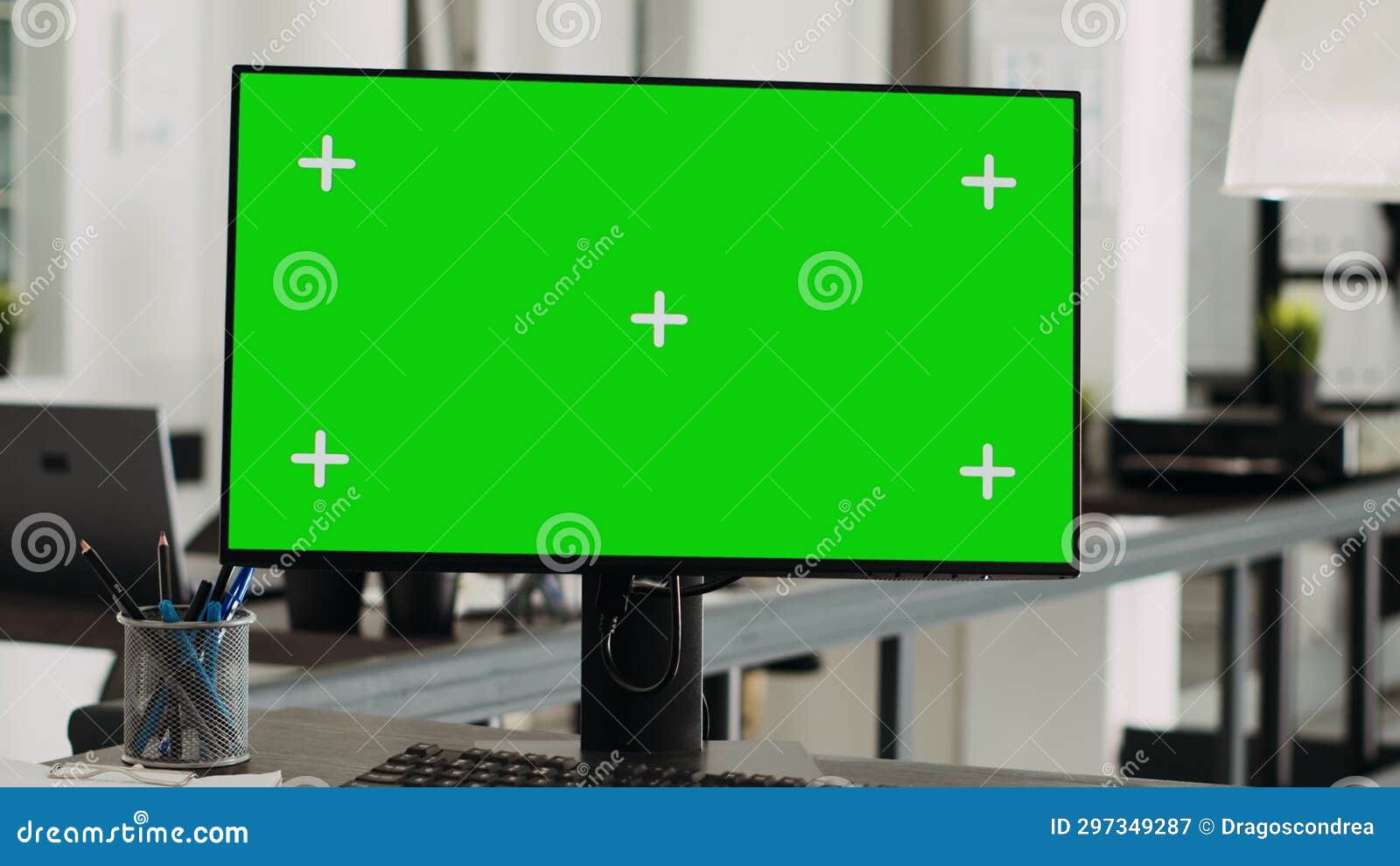 Greenscreen Computer Display on Desktop Stock Video - Video of ...