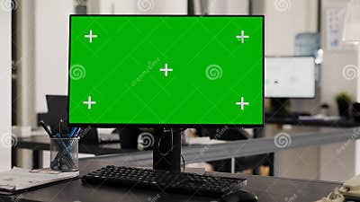 Greenscreen on Office Workstation Stock Image - Image of working ...