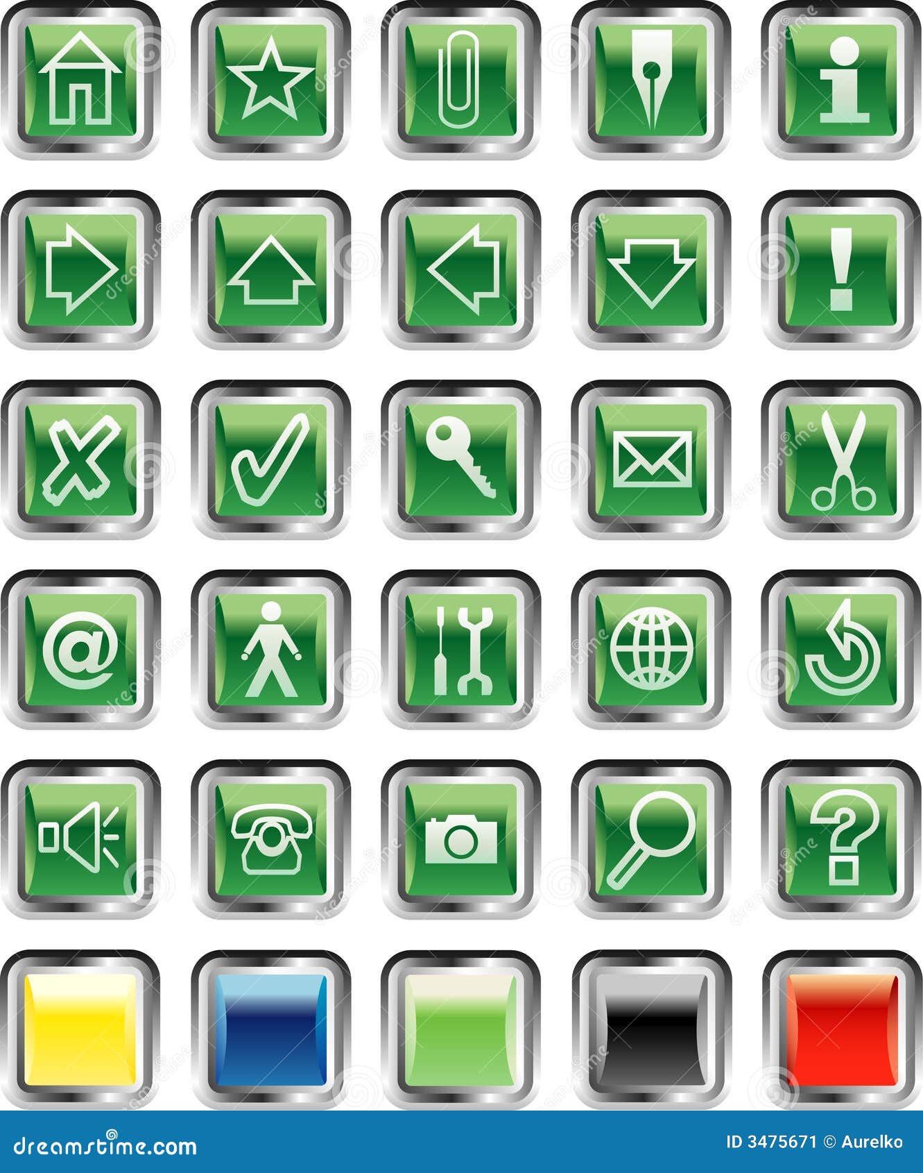 Greensquarebuttons stock vector. Illustration of question - 3475671