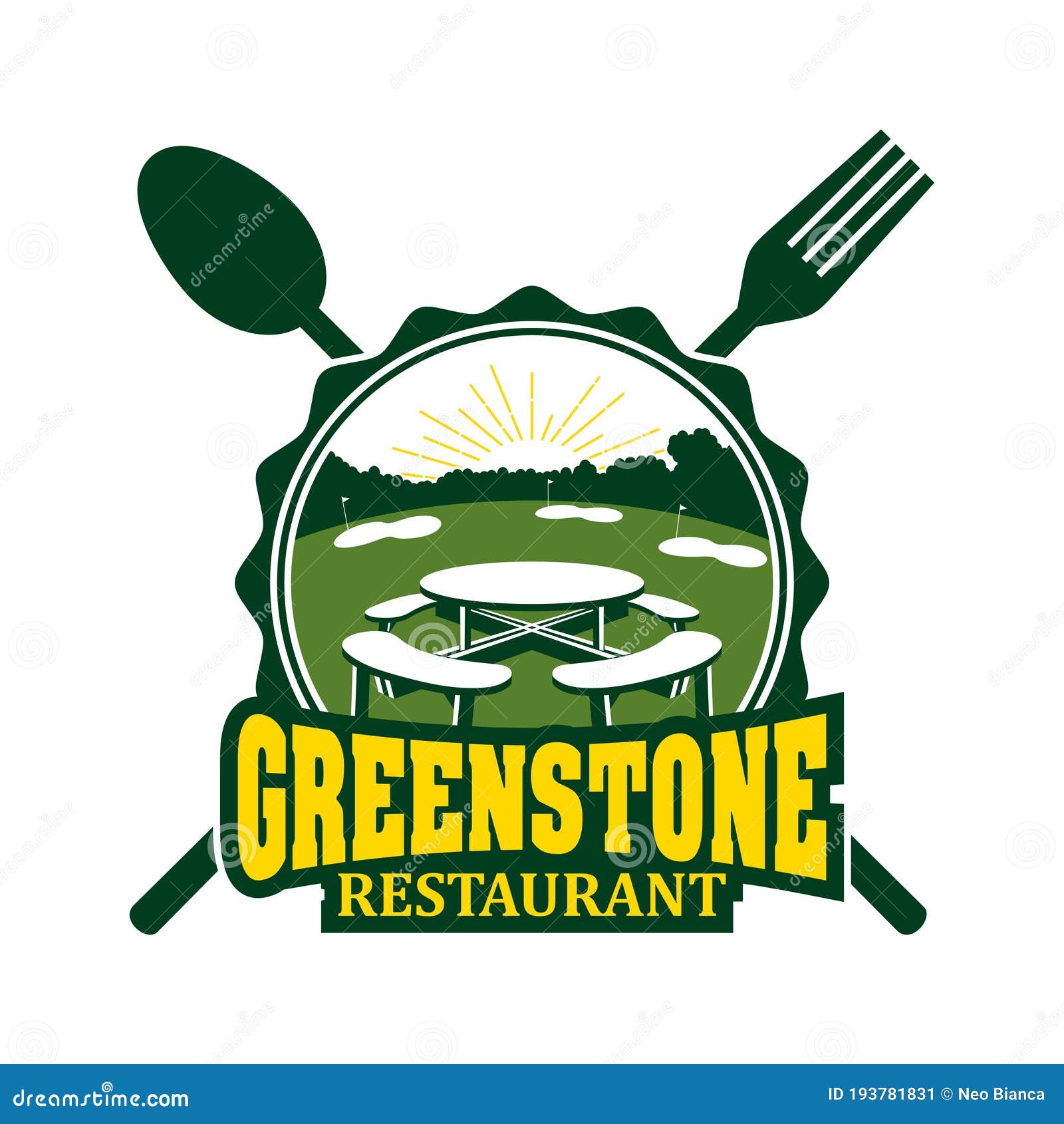Greenstone Restaurant Logo Illustration Vector | CartoonDealer.com ...