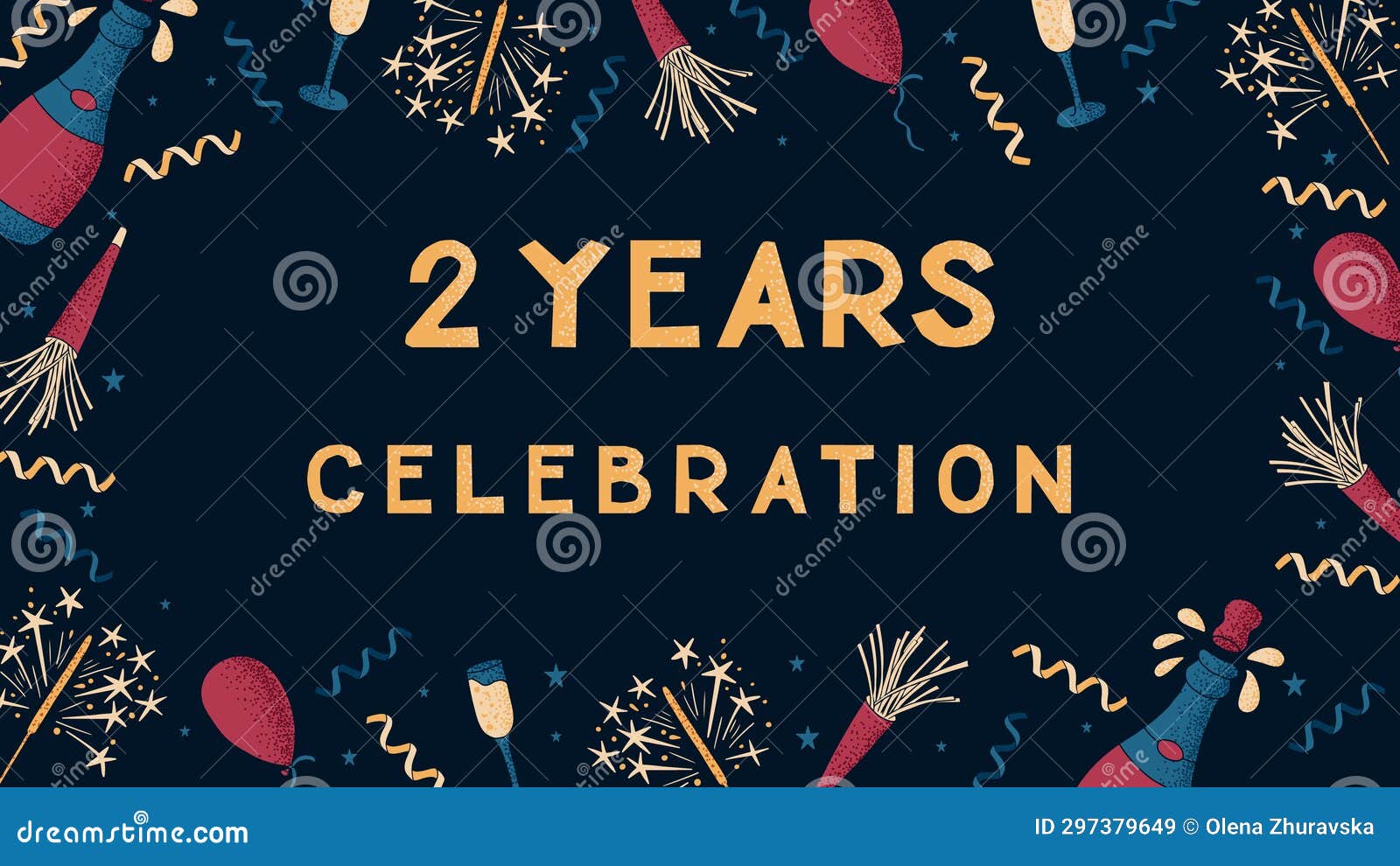 Greeting Banner with Text 2 Years Celebration Stock Illustration ...