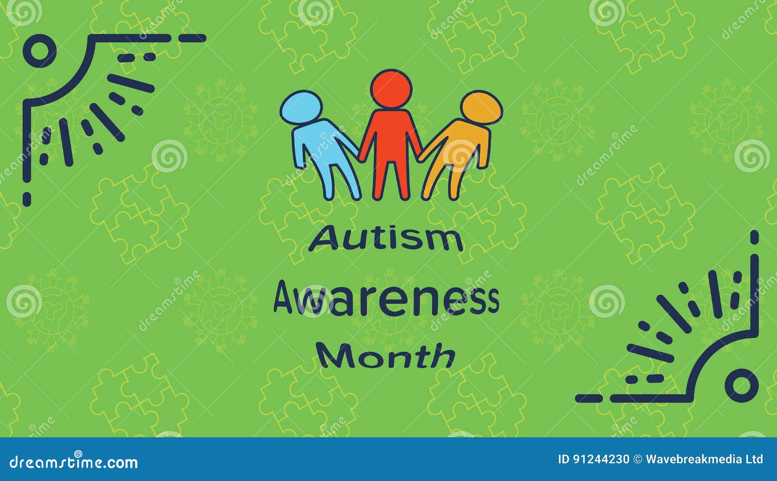 Greeting Card with Autism Awareness Month Message Stock Vector ...