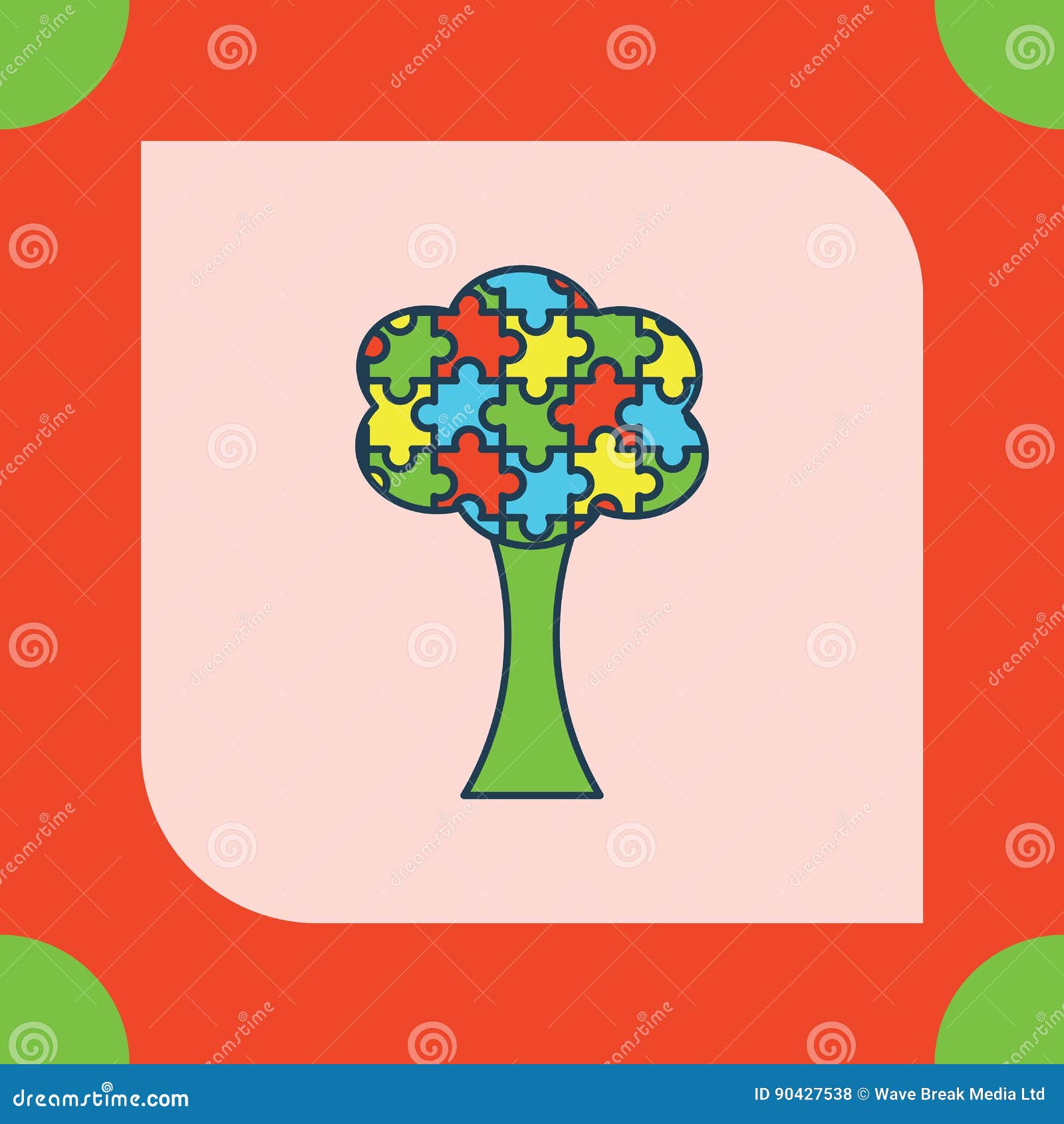 Greeting Card with Autism Tree Symbol Stock Vector - Illustration of ...