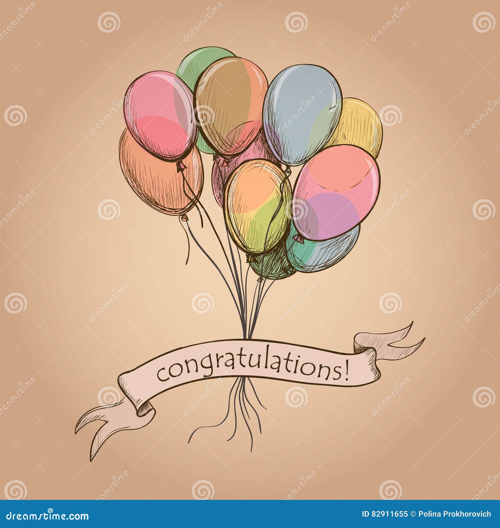 Greeting Card with Balloons Stock Vector - Illustration of ...