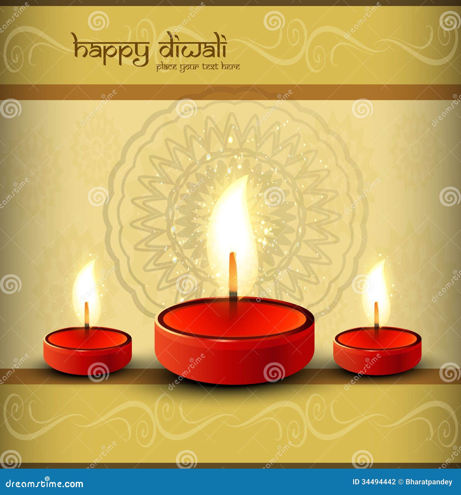 Greeting Card Beautiful Diwali Stock Illustration - Illustration of ...