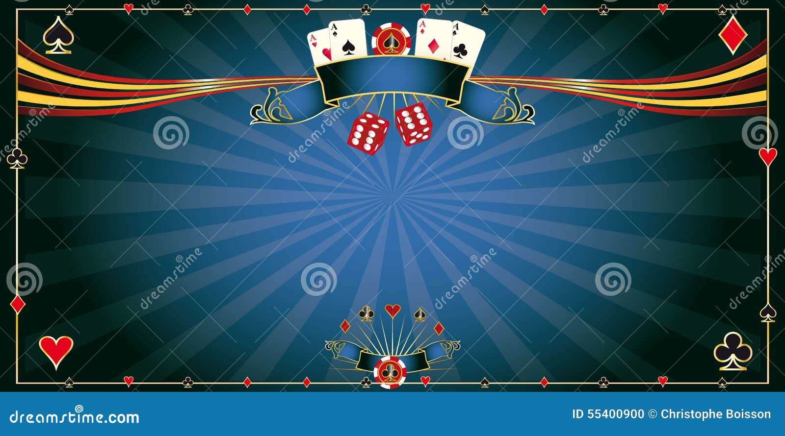Greeting card blue Casino stock vector. Illustration of casino - 55400900