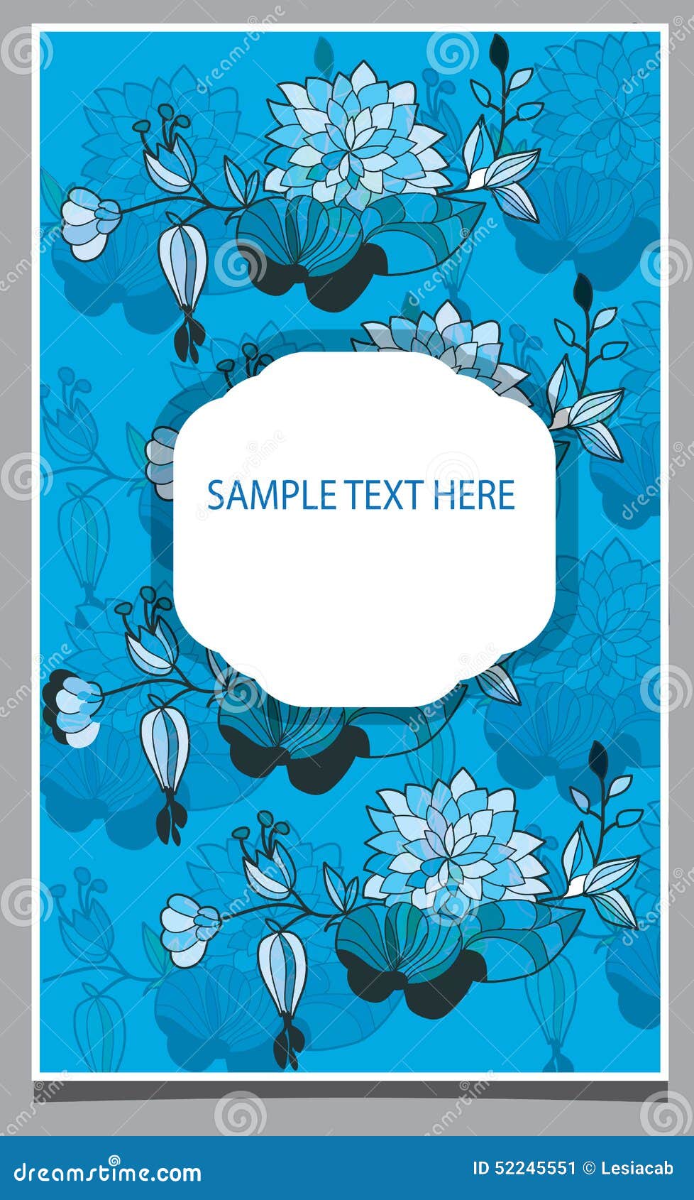 Greeting Card with Blue Flowers and Text Stock Vector - Illustration of ...