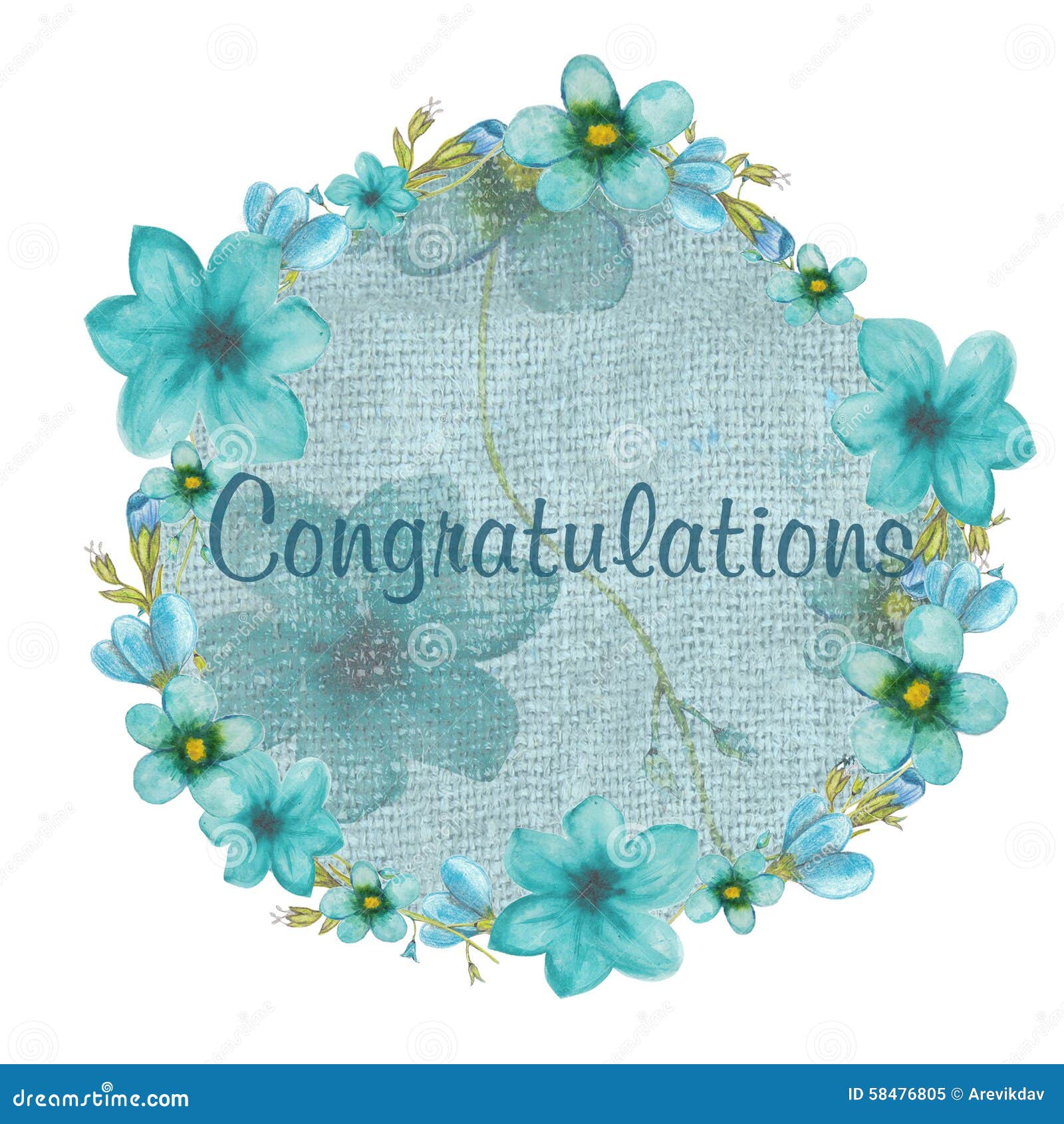 Greeting Card with Blue Flowers Stock Illustration - Illustration of ...