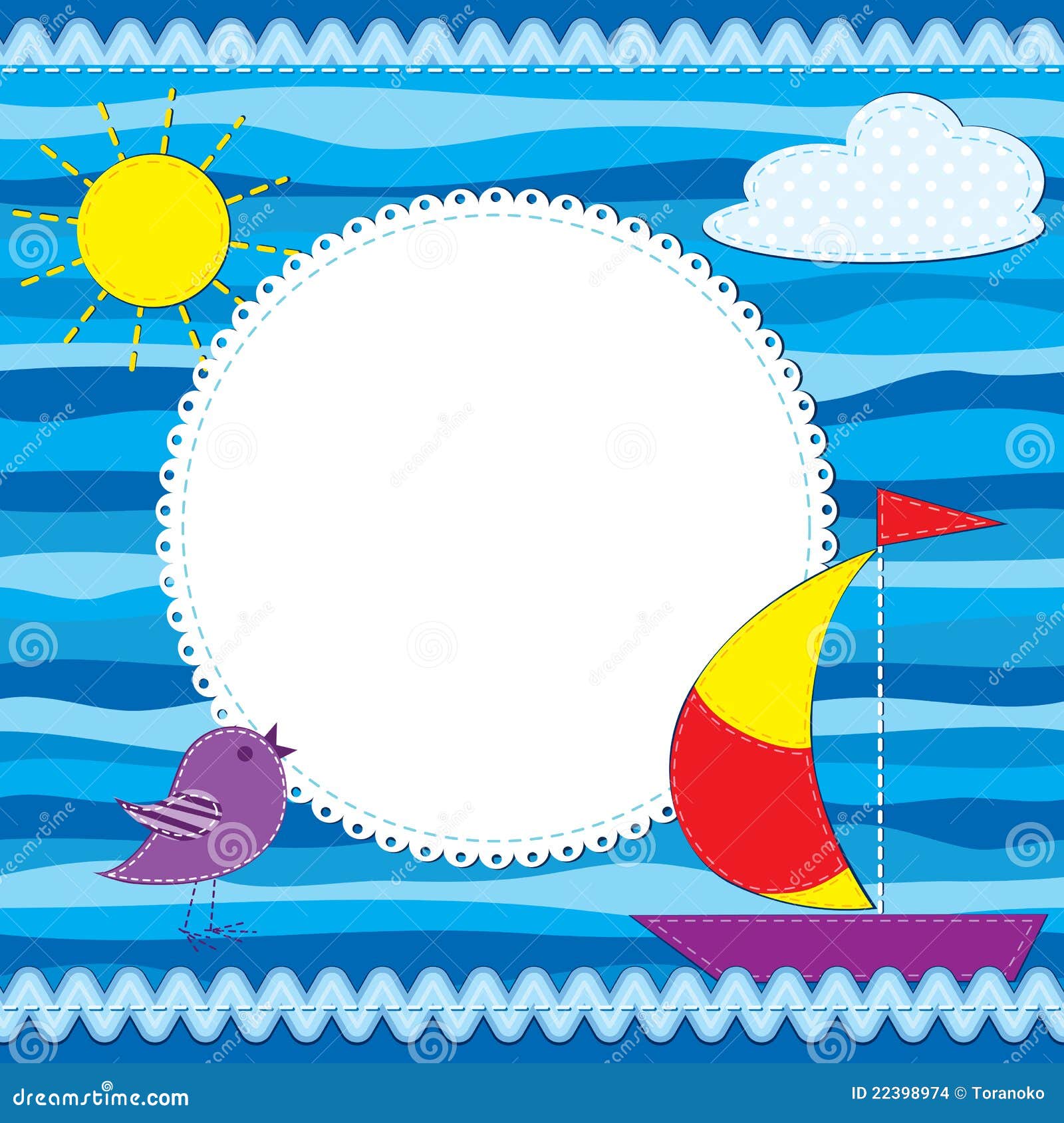 Greeting card with boat stock vector. Illustration of yacht - 22398974