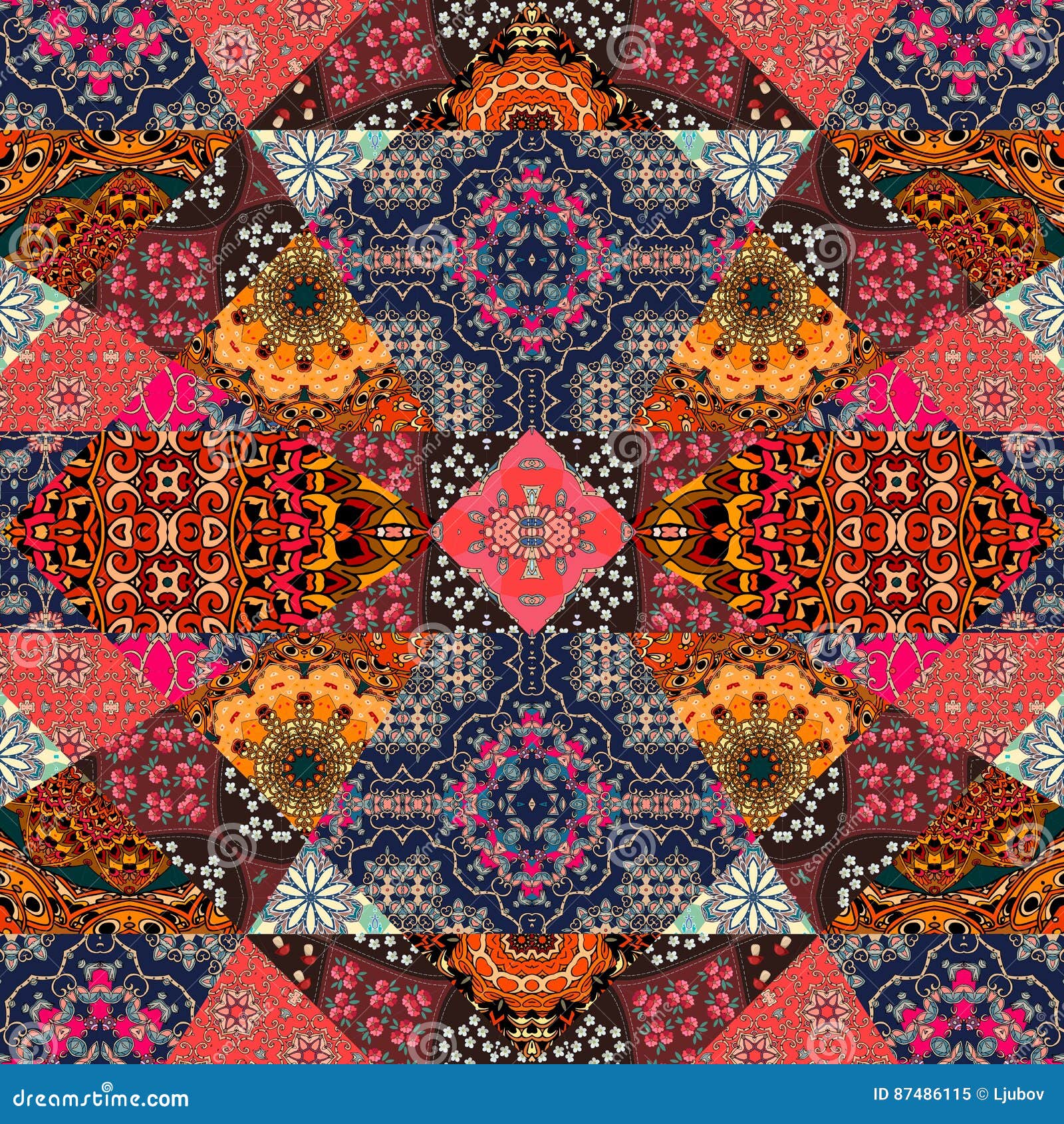 Greeting Card in Boho Style. Beautiful Patchwork Pattern Stock ...