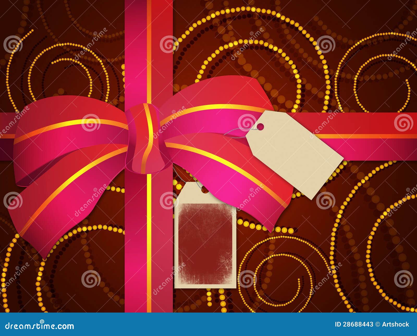 Greeting card with the bow stock illustration. Illustration of gift ...