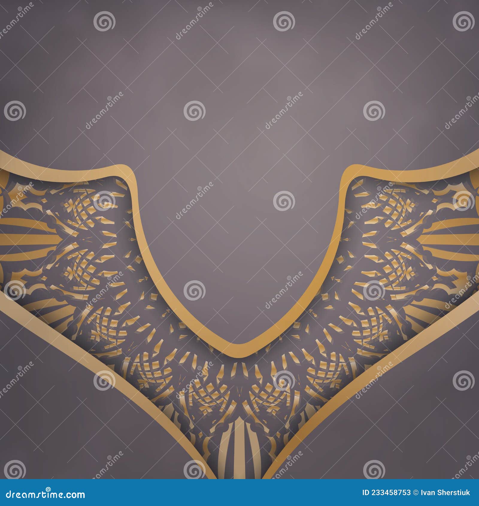 Greeting Card in Brown Color with Abstract Gold Pattern for Your ...