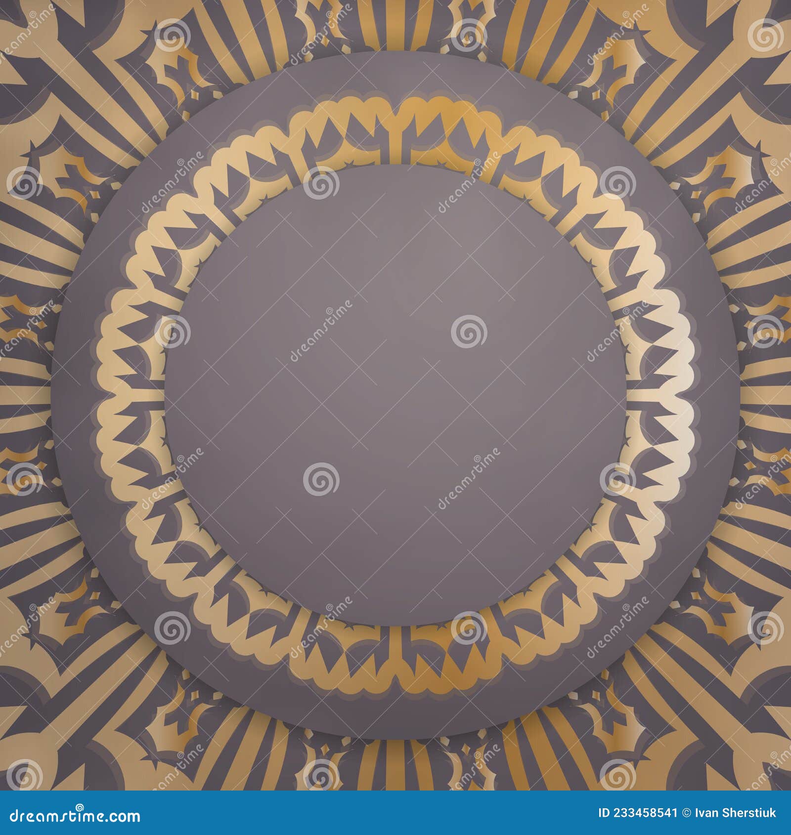 Greeting Card in Brown with Indian Gold Pattern for Your Design. Stock ...