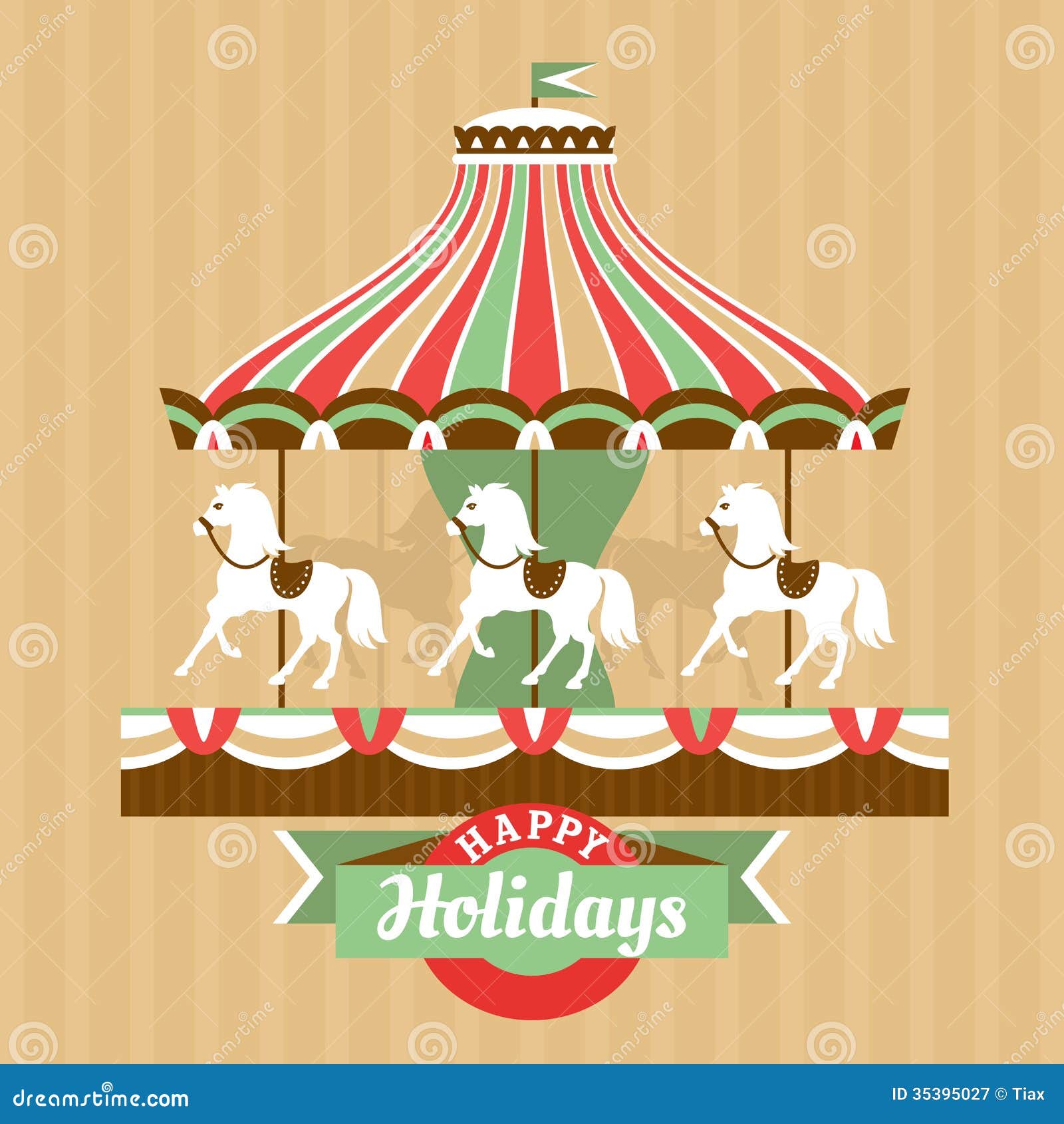 Greeting Card with Carousel Stock Vector - Illustration of classic ...