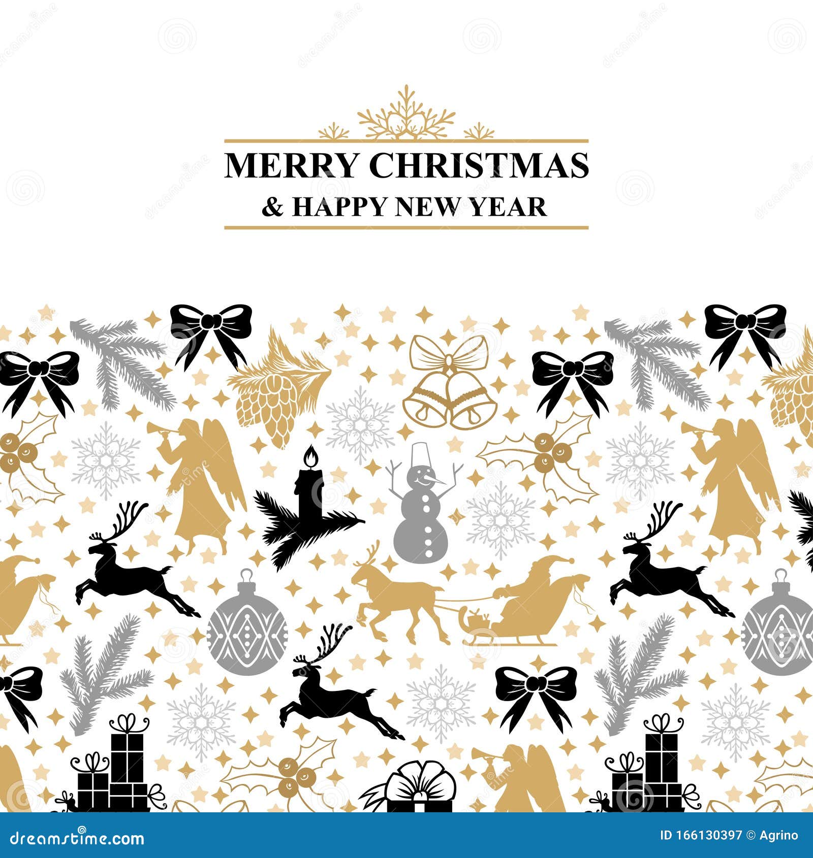 Greeting Card with Christmas Symbols Stock Vector - Illustration of ...