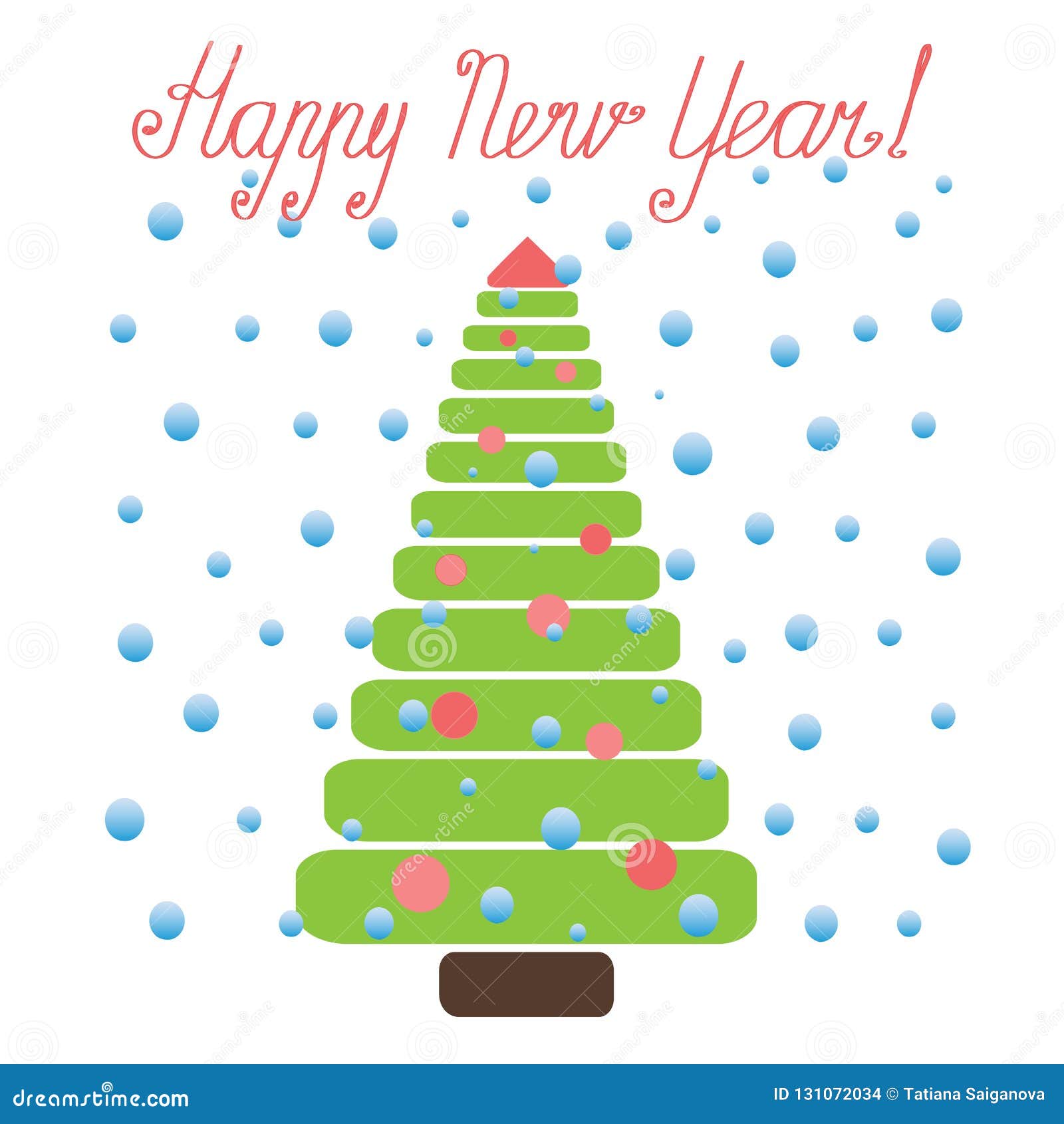 Greeting Card with Christmas Tree and Congratulations Stock Vector ...