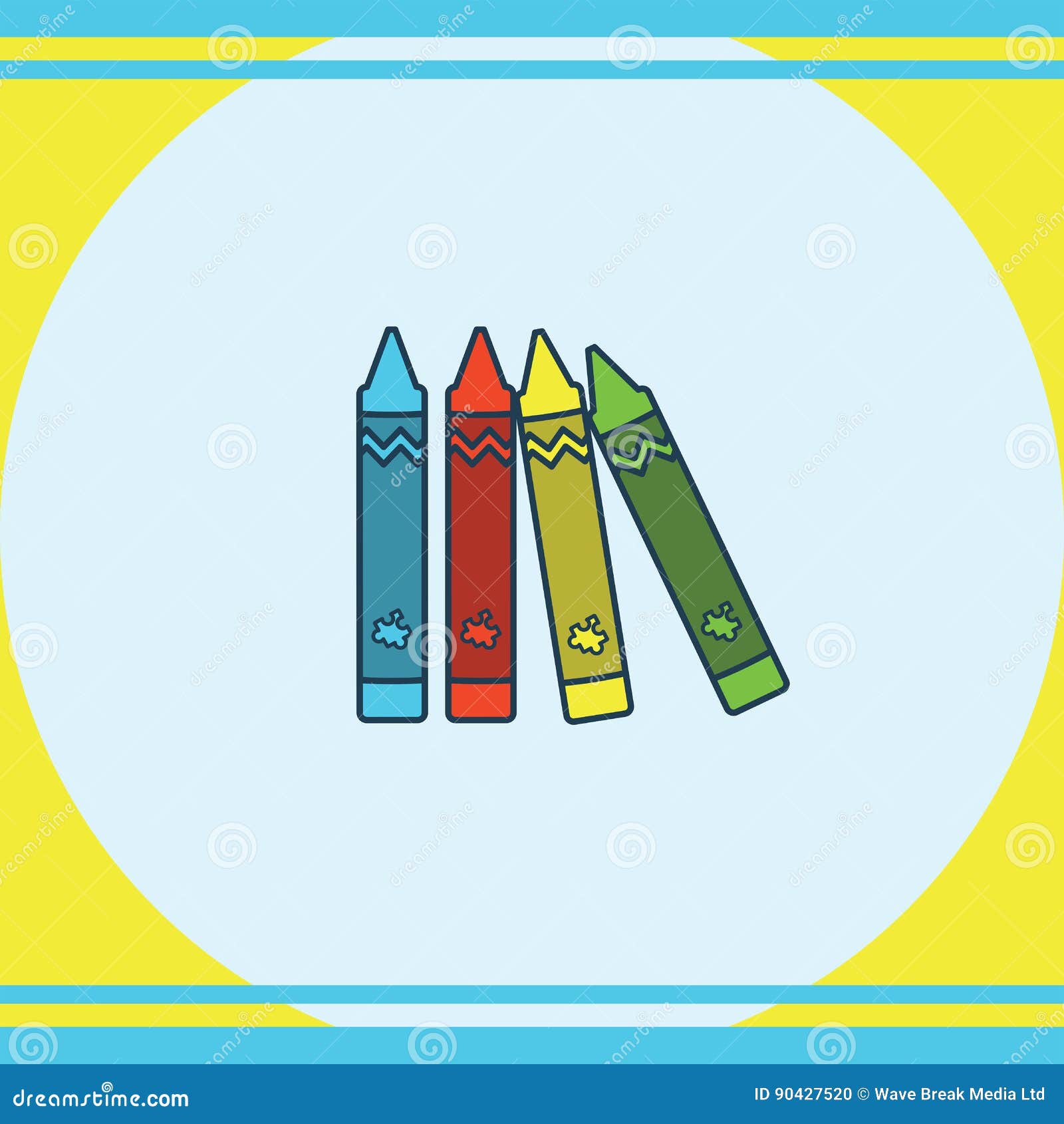 Greeting Card with Colorful Crayon Symbol Stock Vector - Illustration ...