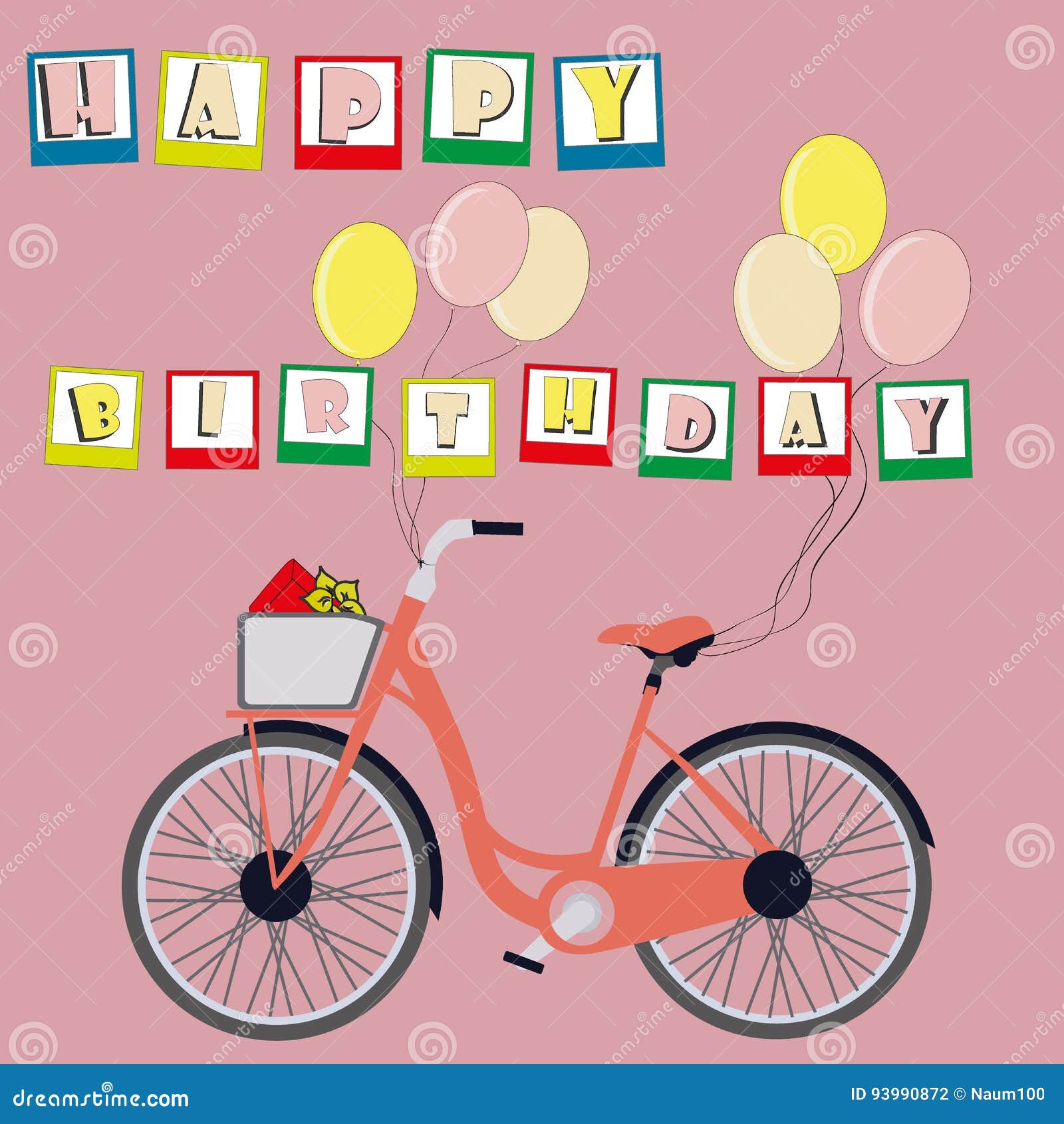 Greeting Card with Cute Bike Stock Vector - Illustration of retro ...