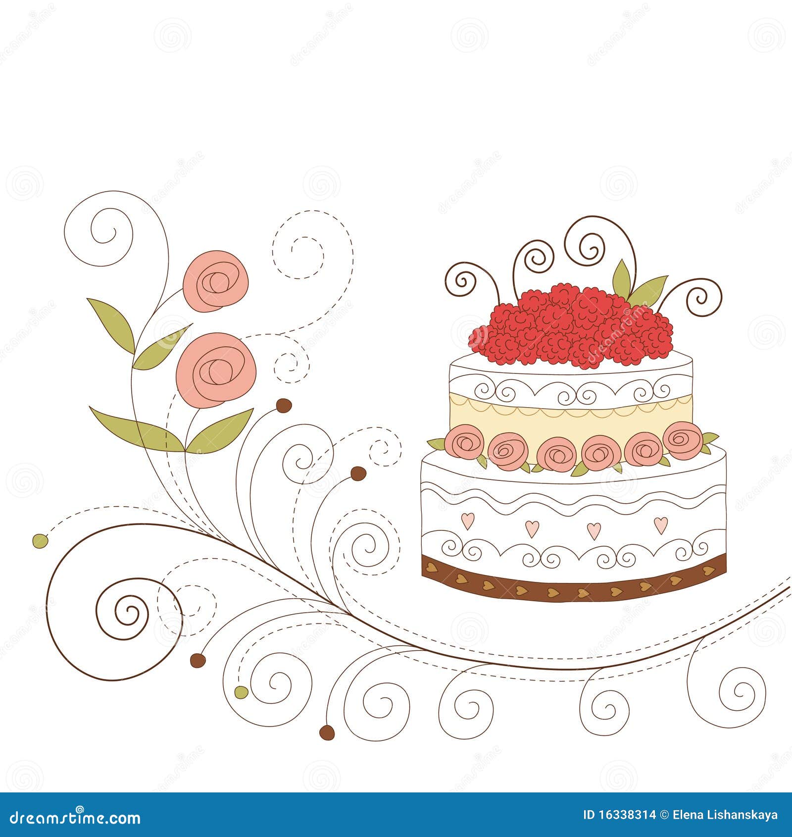 Greeting Card with Cute Cake Stock Vector - Illustration of cupcake ...
