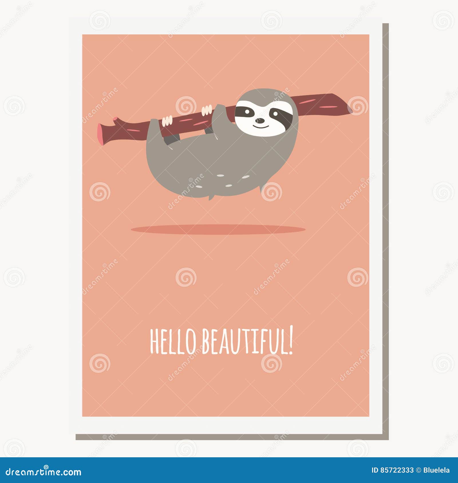 Greeting Card with Cute Lazy Sloth and Text Message Stock Vector ...