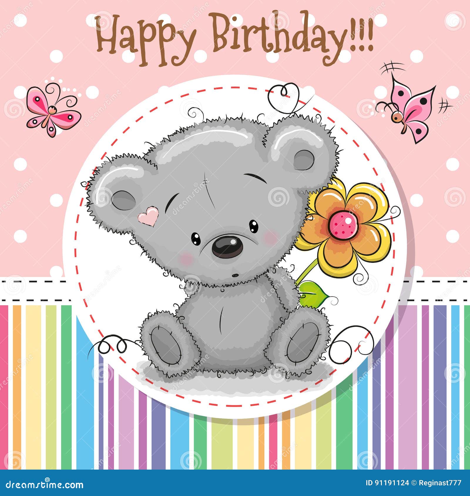 Greeting Card Cute Teddy Bear Stock Vector - Illustration of card ...