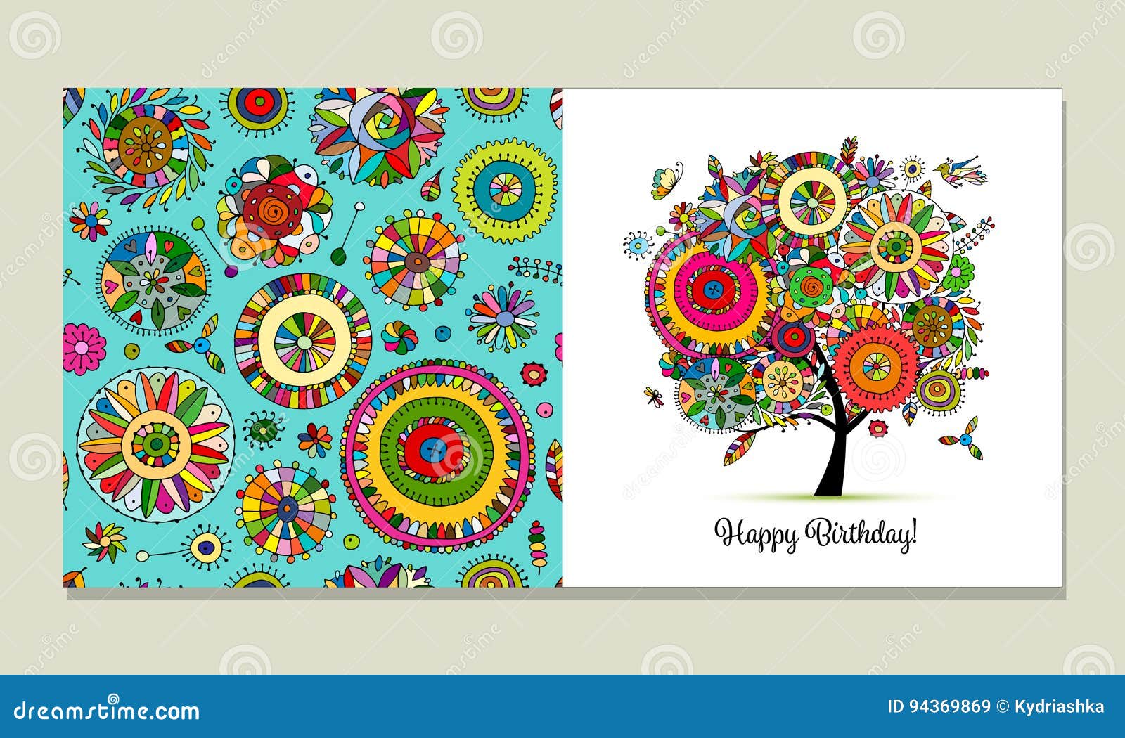 Greeting Card Design, Floral Tree Stock Vector - Illustration of ...