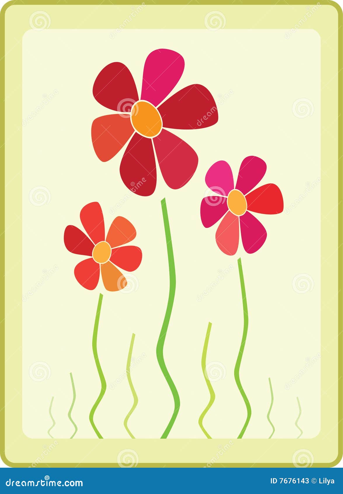 Greeting Card Design with Flowers Stock Vector - Illustration of ...