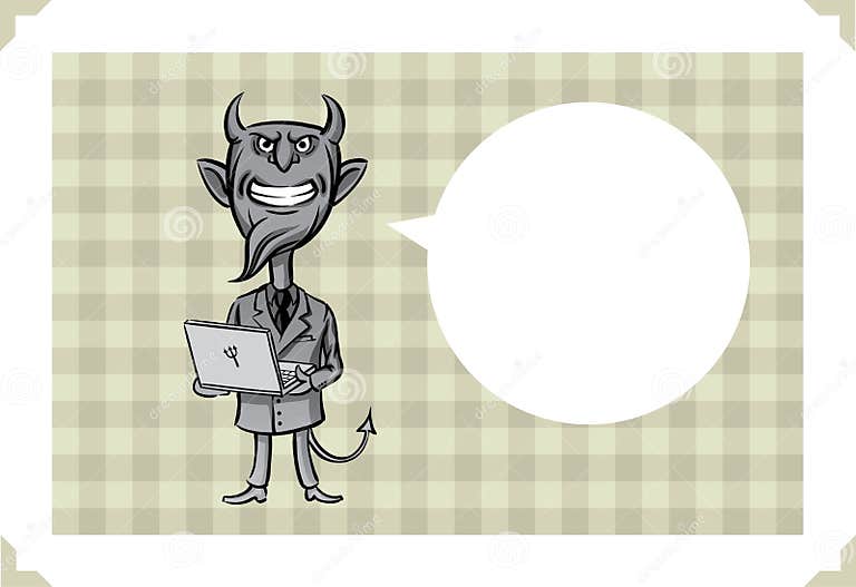 Greeting Card with Devil with Laptop Computer Stock Vector ...