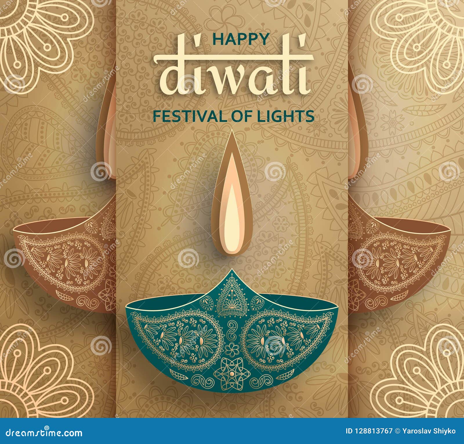 Greeting Card For Diwali Festival Celebration In India Stock Vector