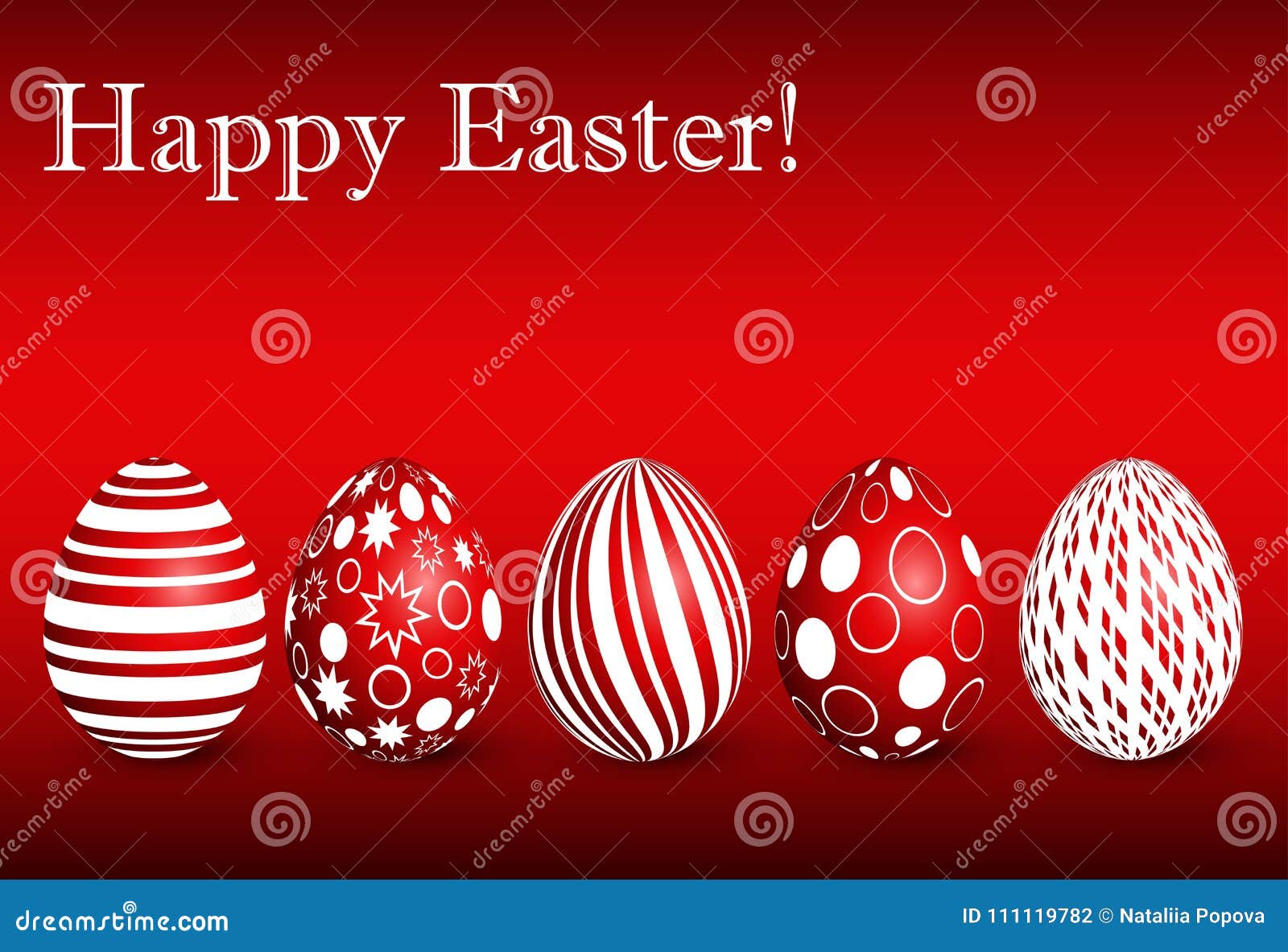 Greeting Card for Easter with a Set of Red Easter Eggs Stock ...