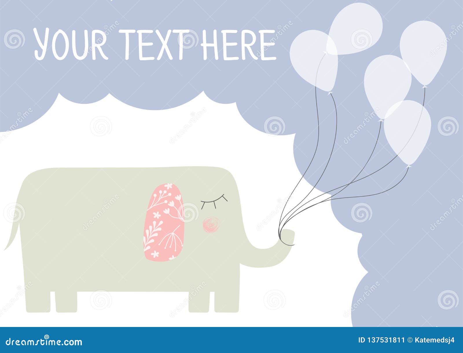 Greeting Card with Elephant Template Stock Vector - Illustration of ...