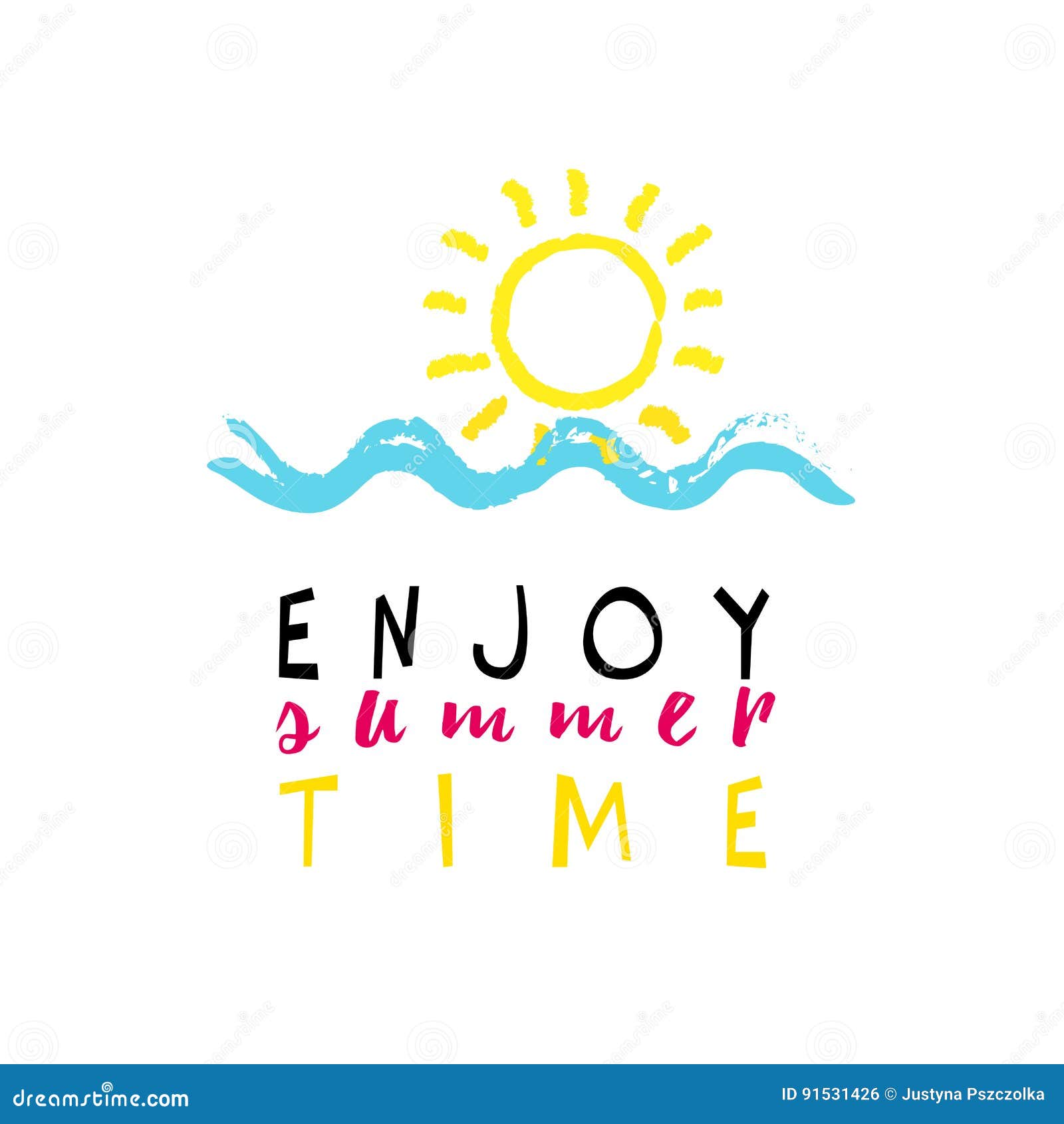 Greeting Card - Enjoy Summer Time Stock Illustration - Illustration of ...